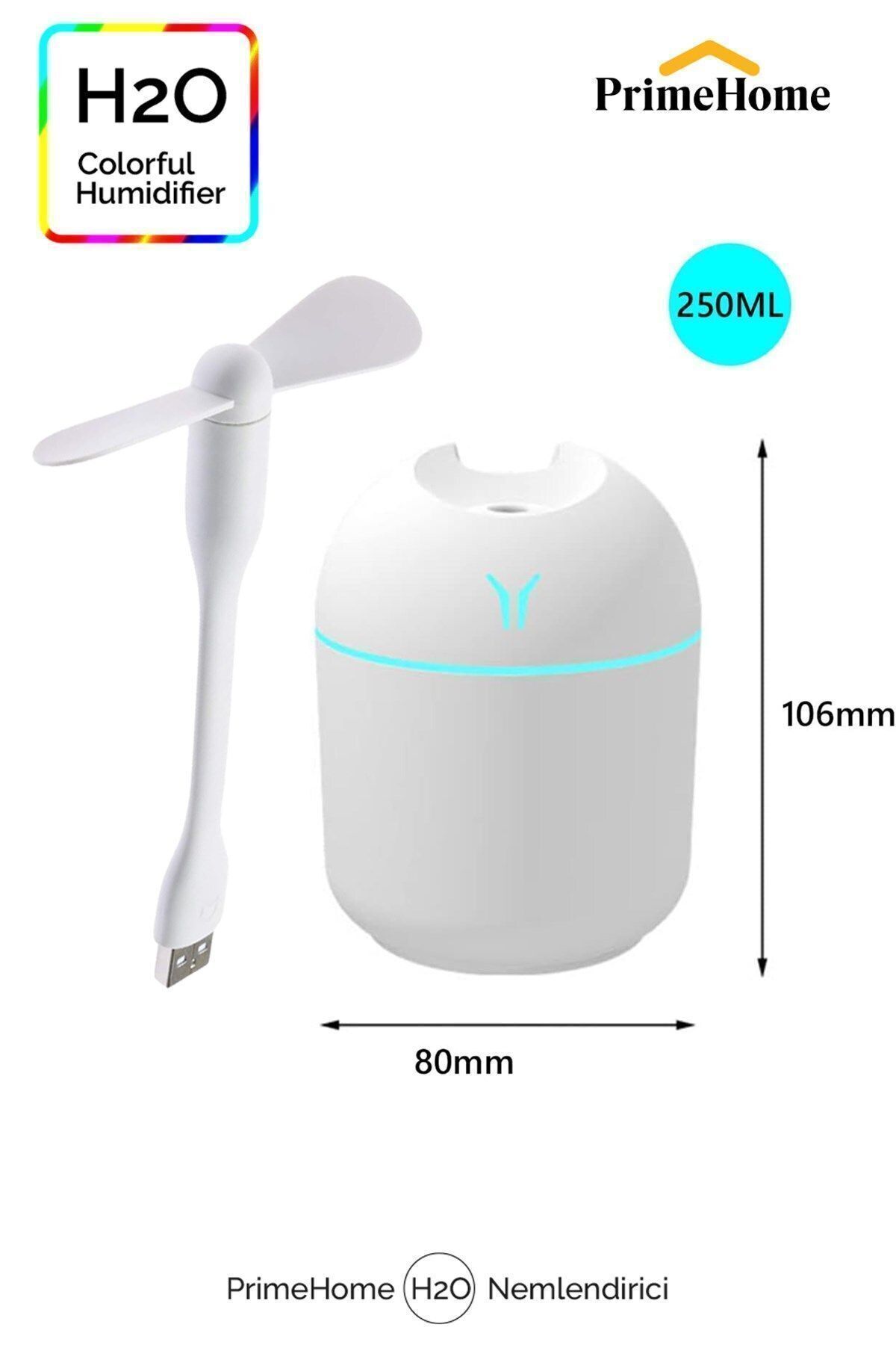 PRİME HOME H2o Humidifier pervaneli Ultrasonik Oda Nemlendirici Koku ...