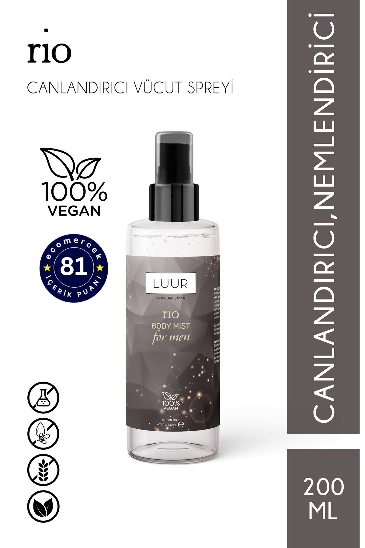 LUUR COSMETICS & MORE Rio Erkek Vücut Spreyi 200 ml Fiyatı, Yorumları ...