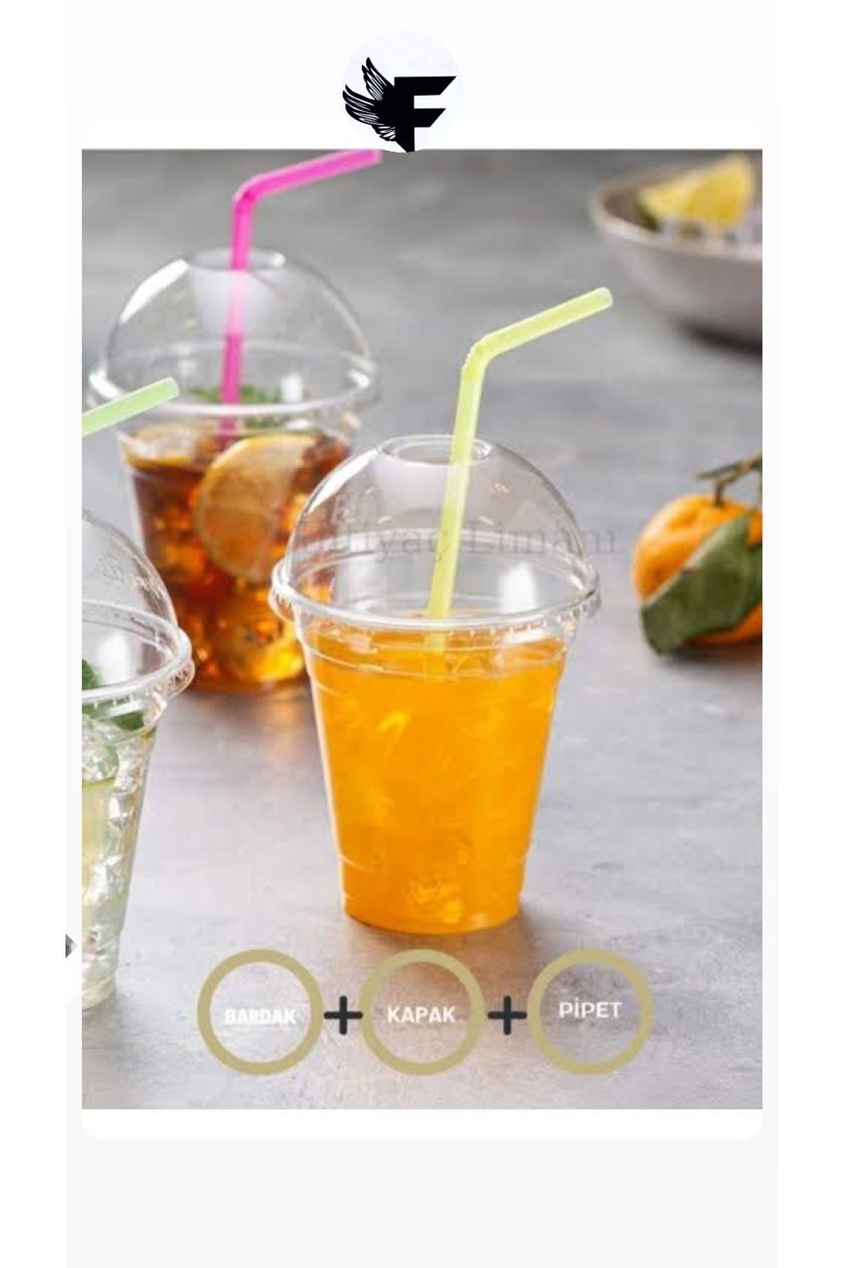 FİGANLAR 350cc Kalın Pet Plastik Limonata Milkshake Soğuk Kahve Bardağı 5 Adet Kapaklı Fiyatı ...