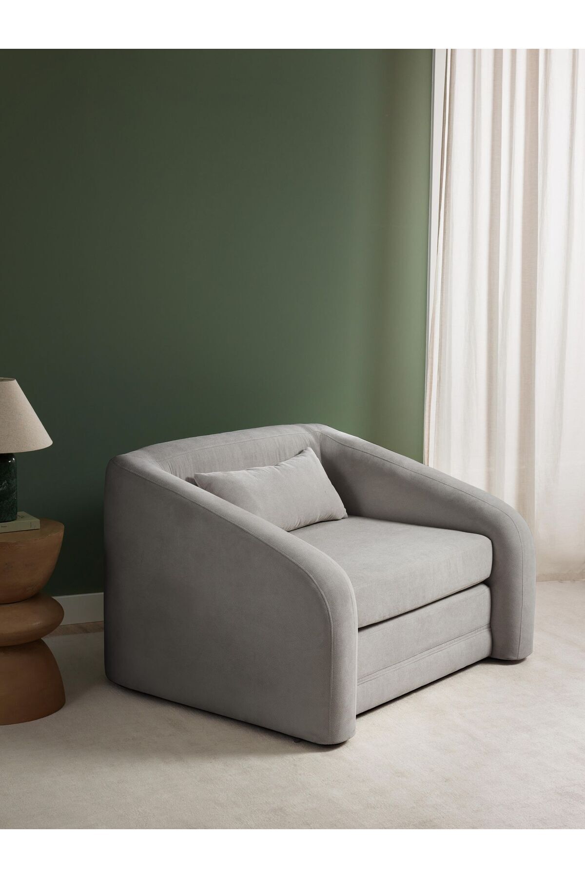Mode Sofa Design Mode Fold Açılır Yataklı Berjer Gri Dokuma Keten Kumaş ...
