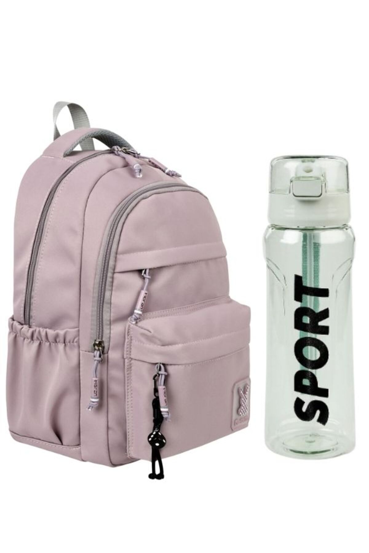 OPTİZON PUDRA OKUL ÇANTASI 2'Lİ SET Su Itici Özel Kumaş Hafif Lise Ve ...