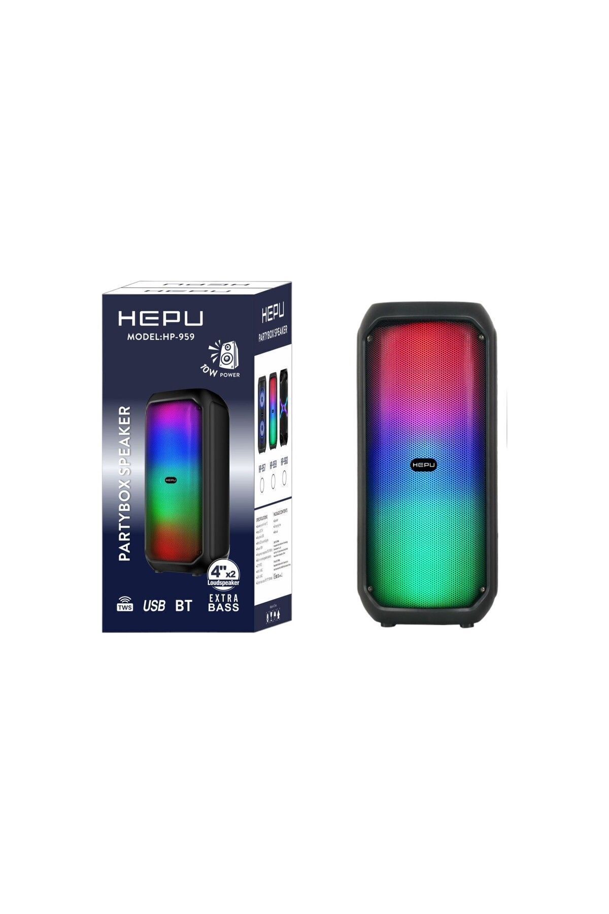 HEPU HP 959 Taşınabilir Şarjlı Rgb Bluetooth Hoparlör Extra Bass ...