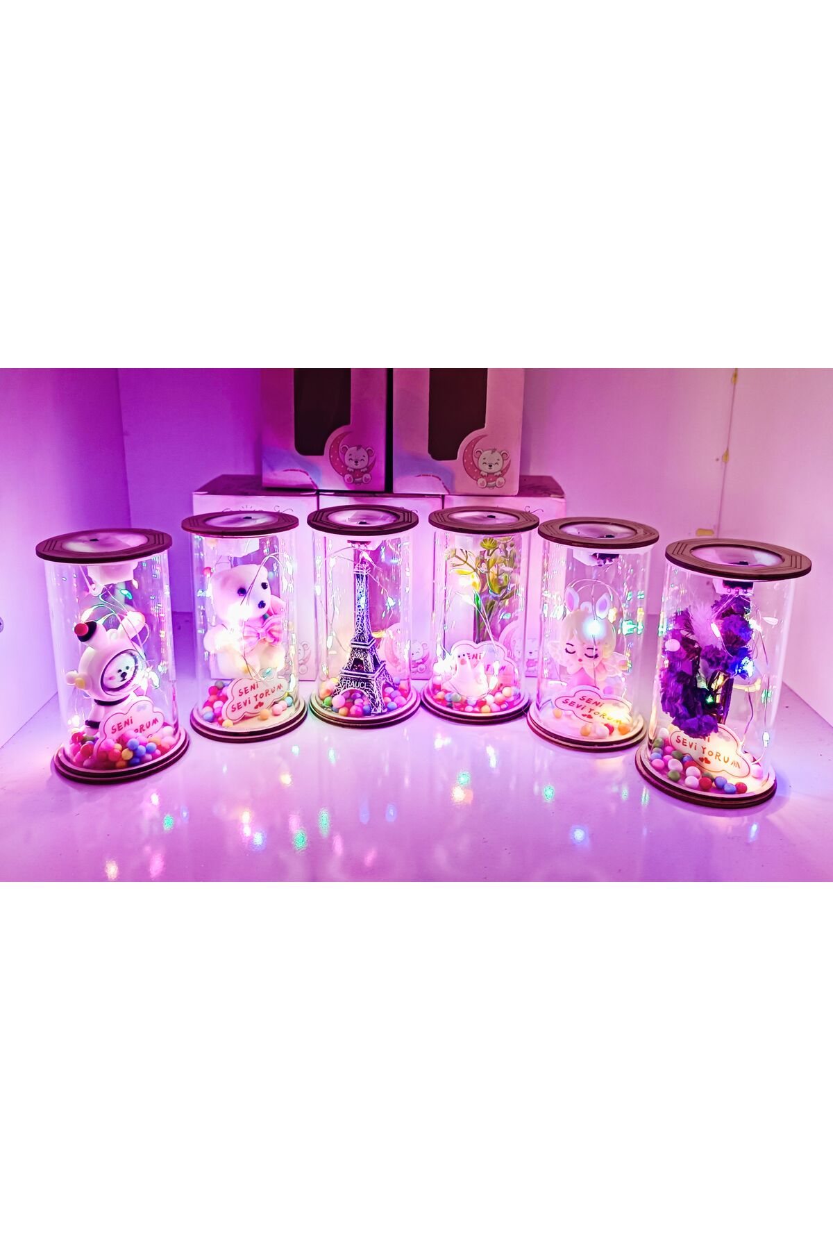 ASLANKAR LED ışıklı cam fanus biblo peri LED'li süsleme teraryum ...