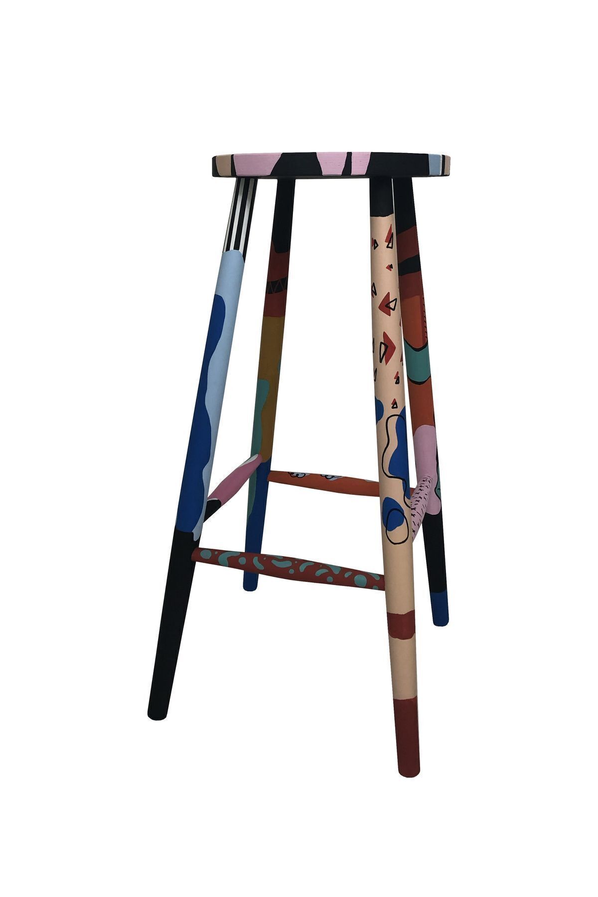 Revolver Art Store Renkli Ahşap Bar Taburesi, Mutfak Sandalyesi ...