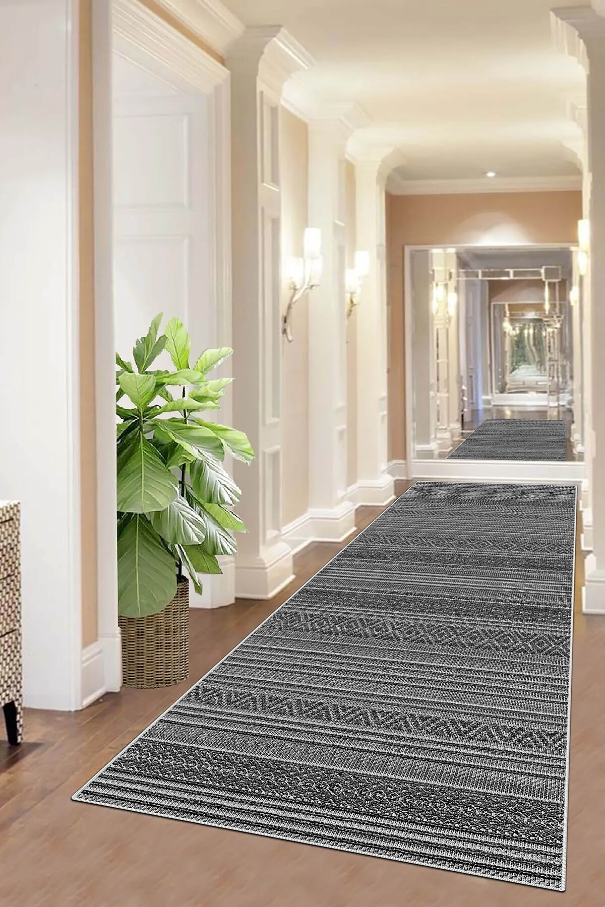 df home Salon Halısı Geometrik İskandinav Toz Tutmaz Dijital Baskı Yıkanabilir Kaymaz Taban 8120 ...