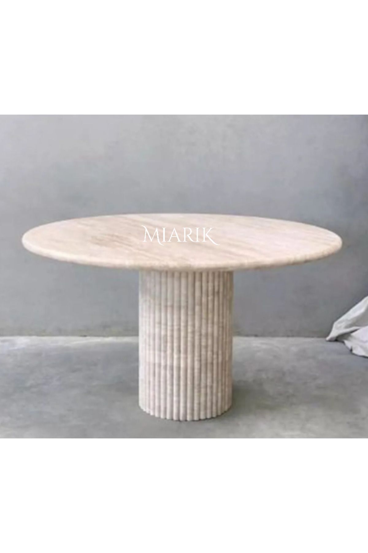 MIARIK DESIGN Yuvarlak Diana Sütun Ayak Traverten Mermer Yemek Masası ...
