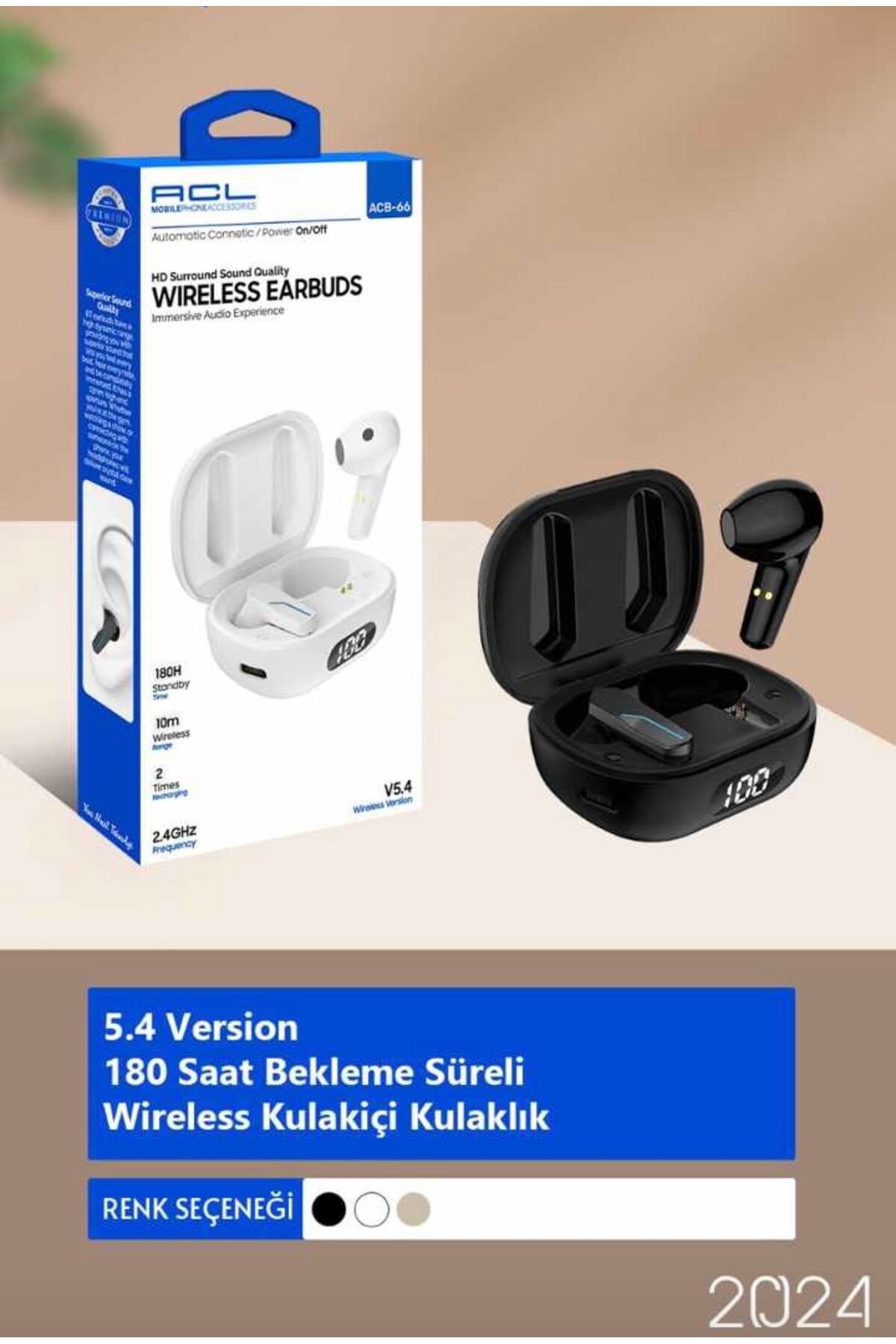 ACL Premium 5.4V 180 Saat Bekleme Süreli Wireless Kulakiçi Kulaklık ...