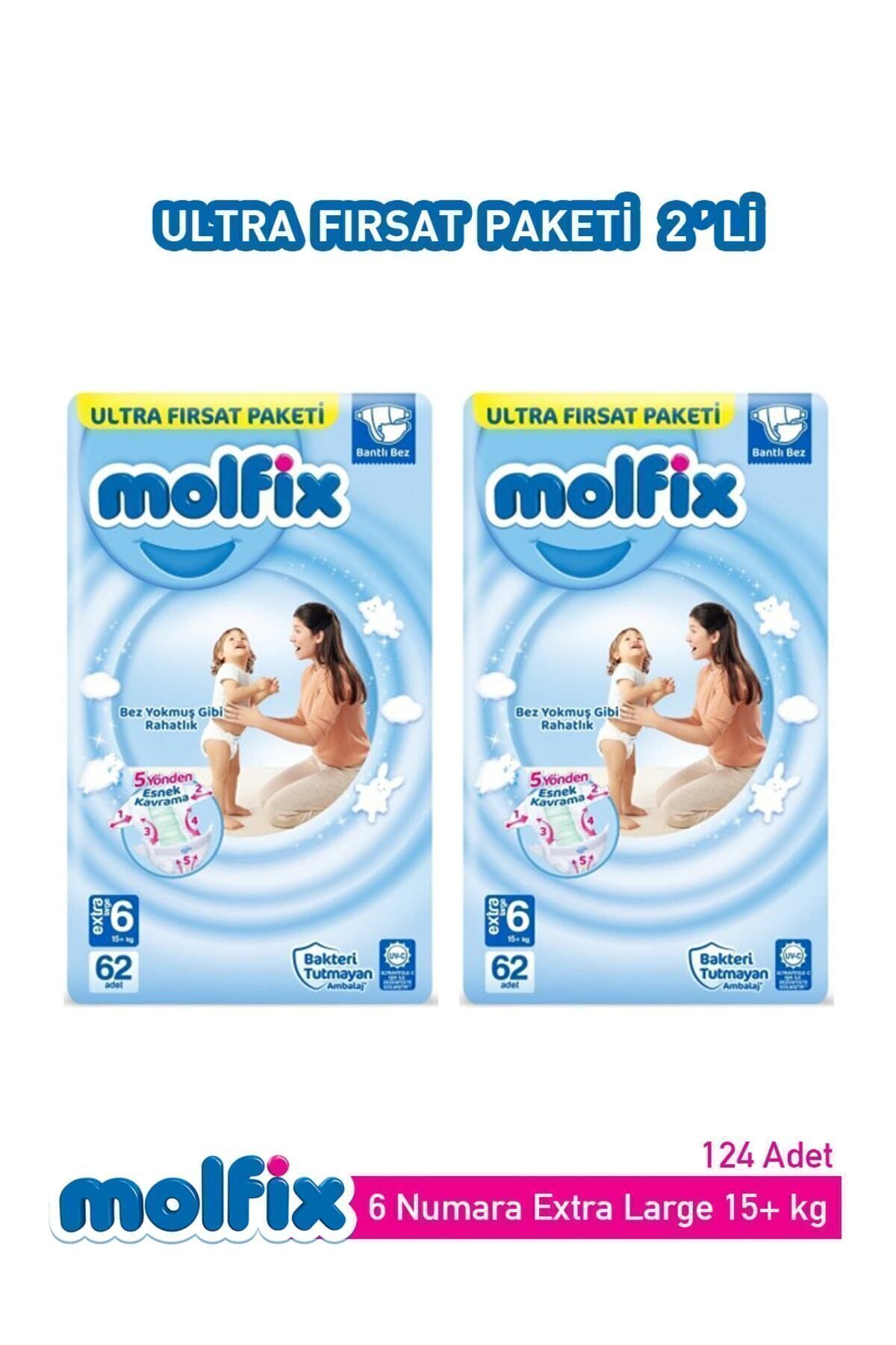 Molfix Bebek Bezi Ultra Fırsat Paketi 6 Numara 62 Adet X 2 Paket Fiyatı ...