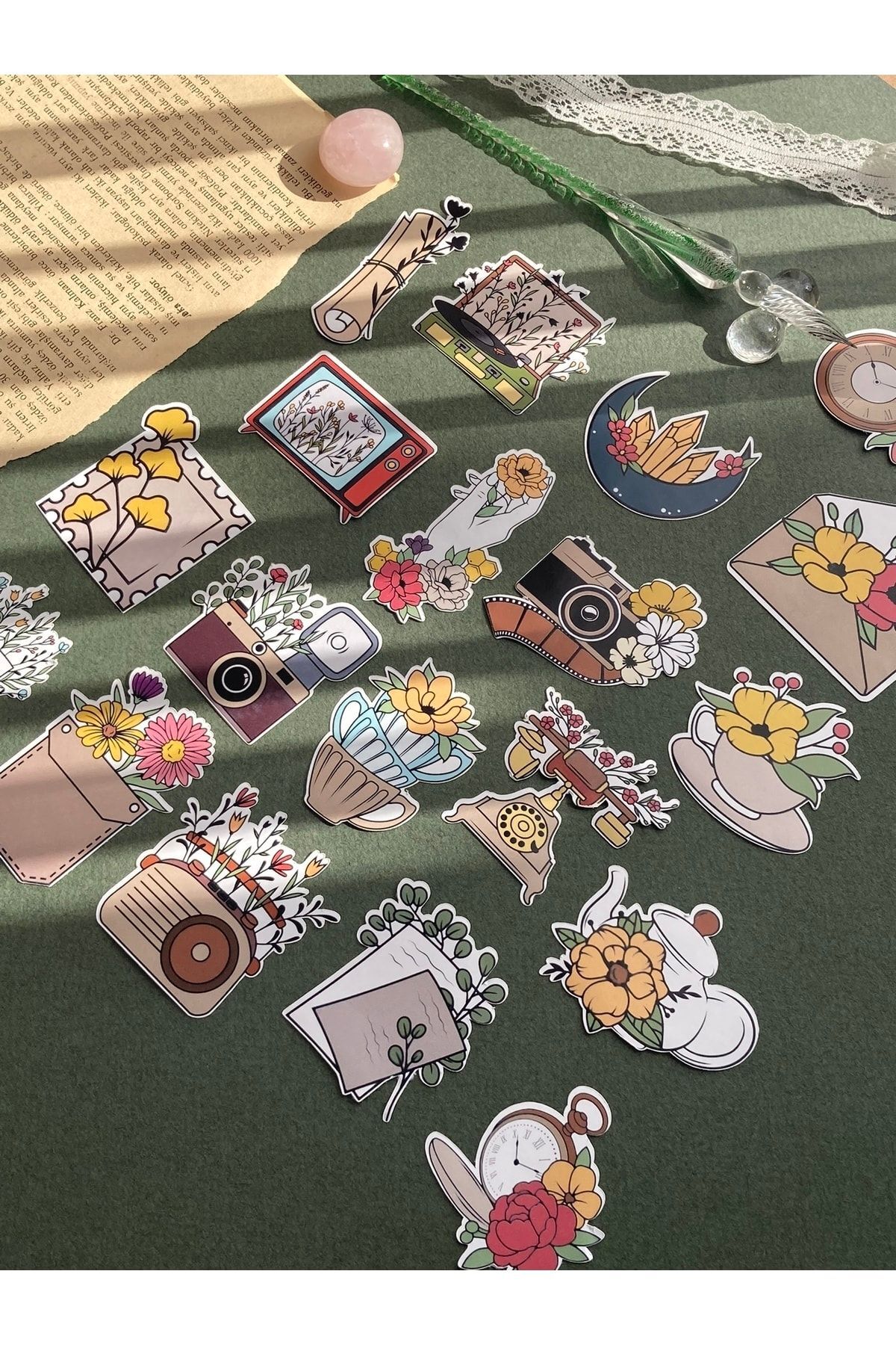 Hume Craft Nazenin Vintage Tekli Sticker Seti Çiçekli Vintage Eşyalar ...