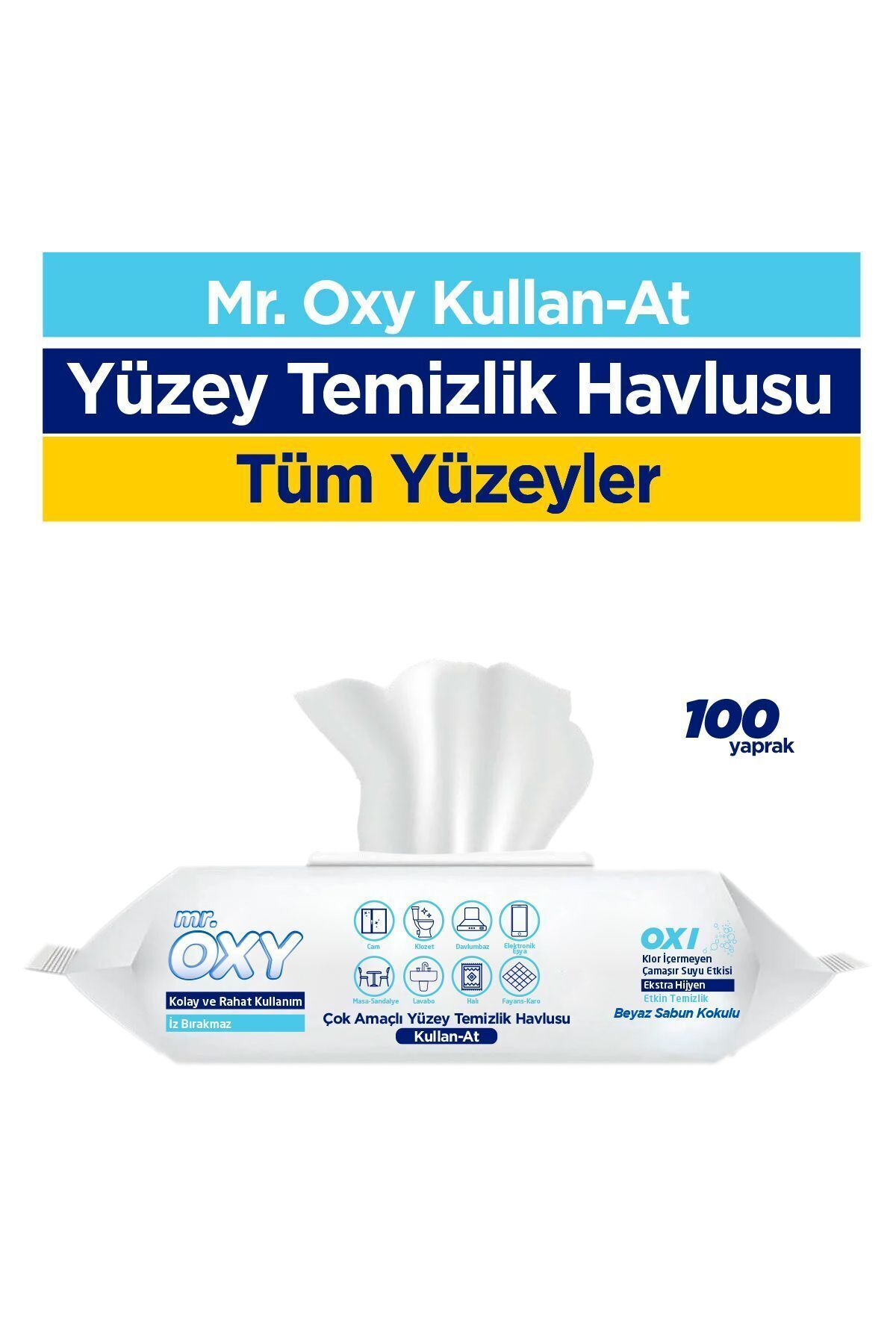 MR.OXY Mr. Oxy Kullan-At Beyaz Sabun Kokulu Yüzey Temizlik Havlusu 100 ...