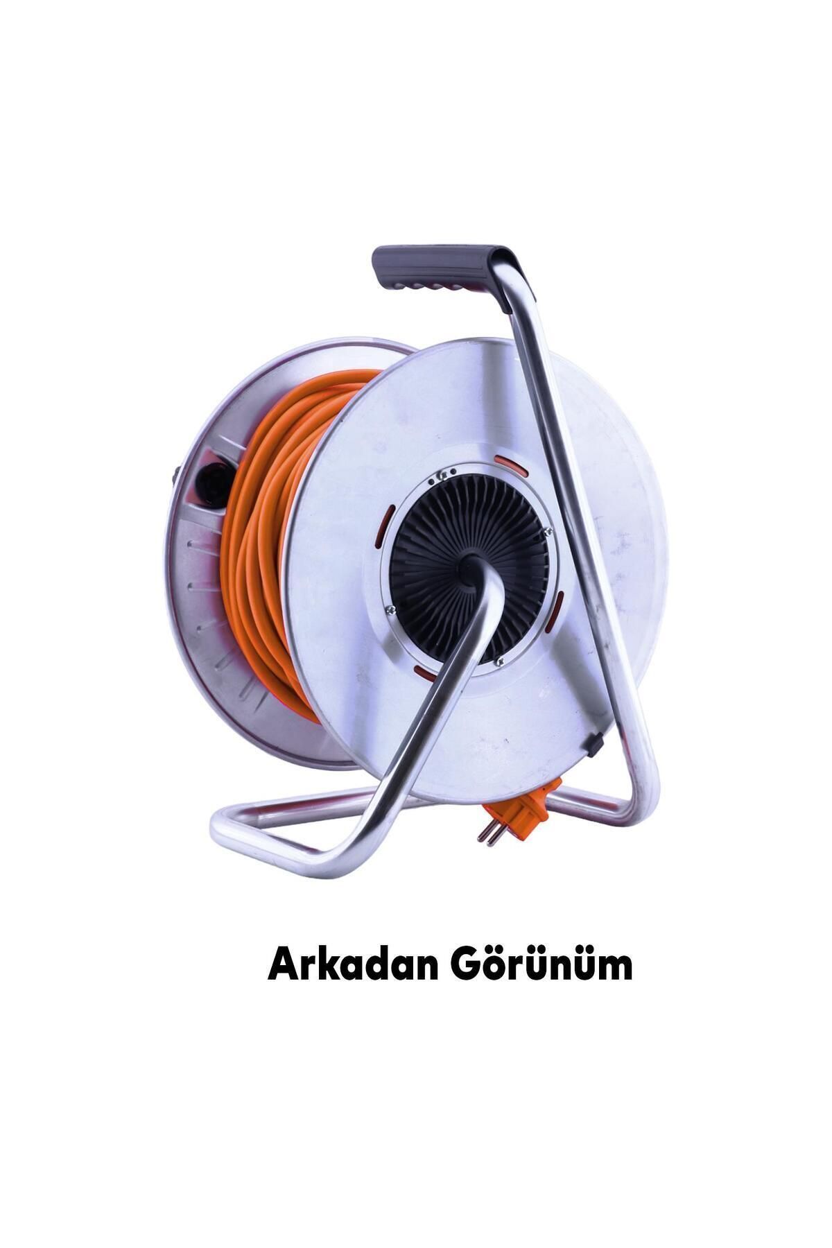 Badem10 Seyyar Ip20 Metal Makaralı 4 Prizli Uzatma Kablosu 3x2.5 Mm Cca Kablo 40 Metre Termal ...