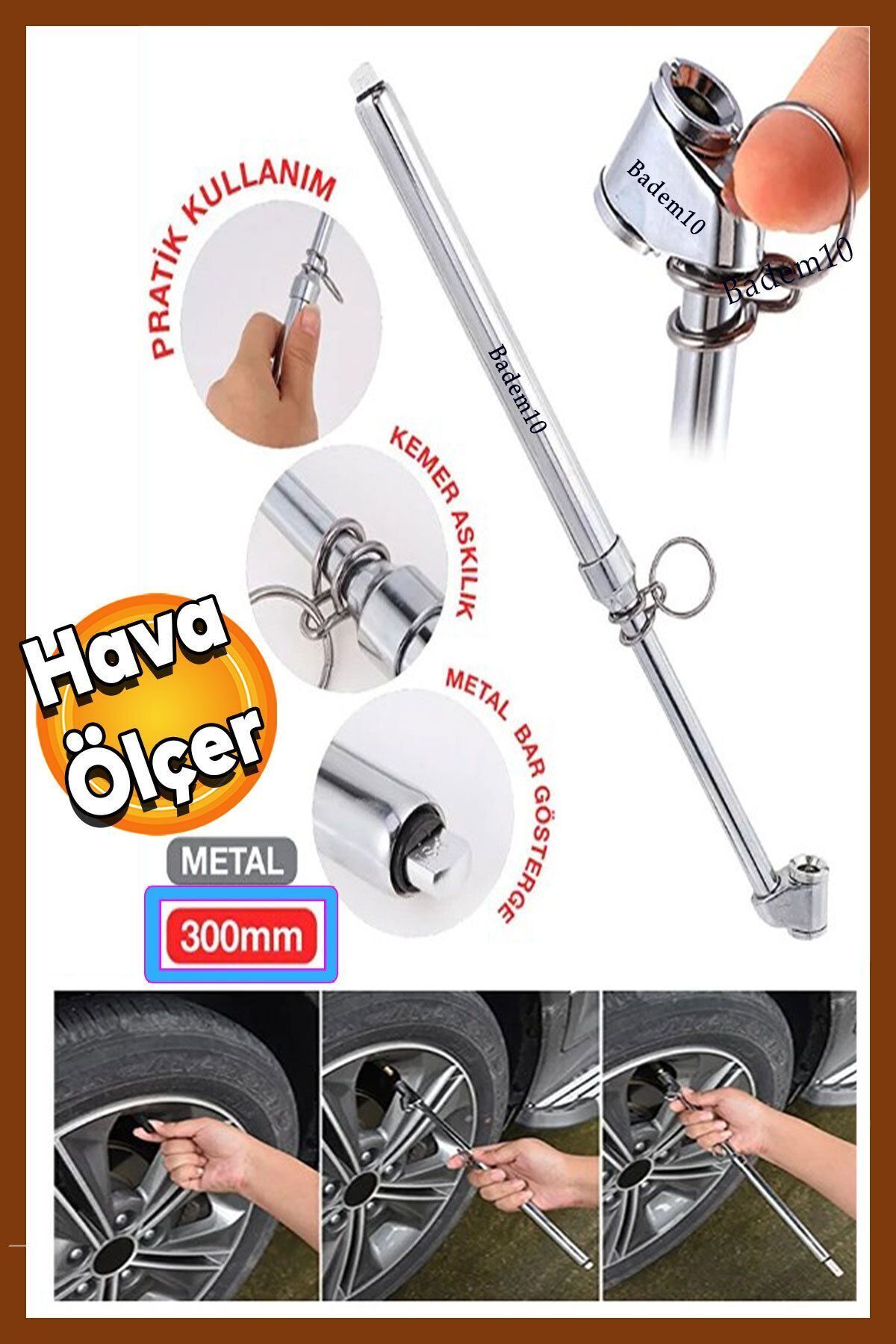 Badem10 Omega Araba Araç Tekerlek Bisiklet Metal Çubuklu Lastik Havası ...