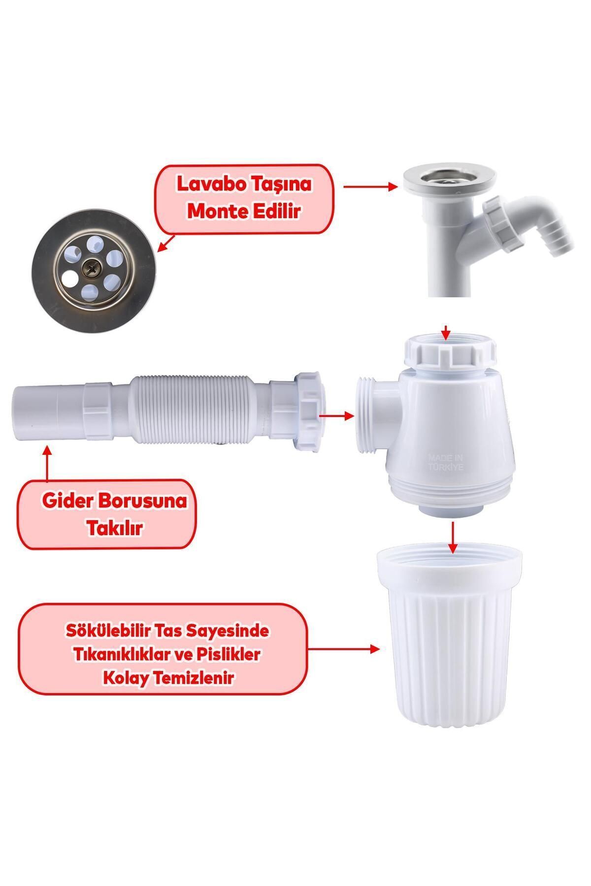 Badem10 Sökülebilir Pis Su Giderli Tas'lı Çift Lavabo Gideri Evye ...