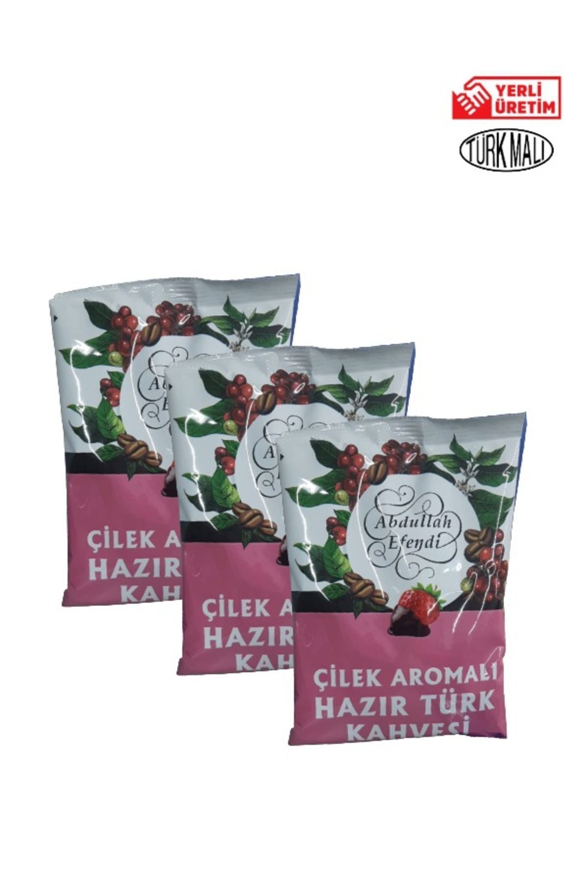 Abdullah Efendi HAZIR TÜRK KAHVESİ AROMALI 100 GR 3 ADET ÇİLEK AROMALI ...