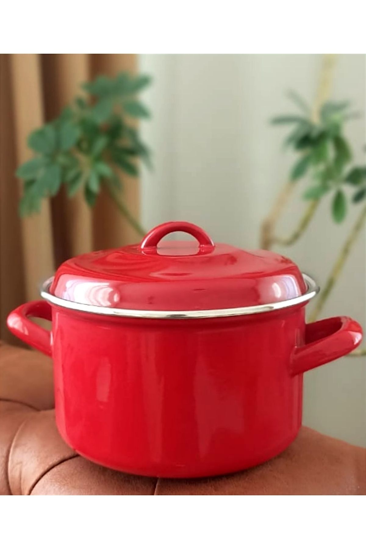 EBRULİEMAYE Kırmızı Emaye Tencere emaye kapak 3 litre 20cm çap Fiyatı ...