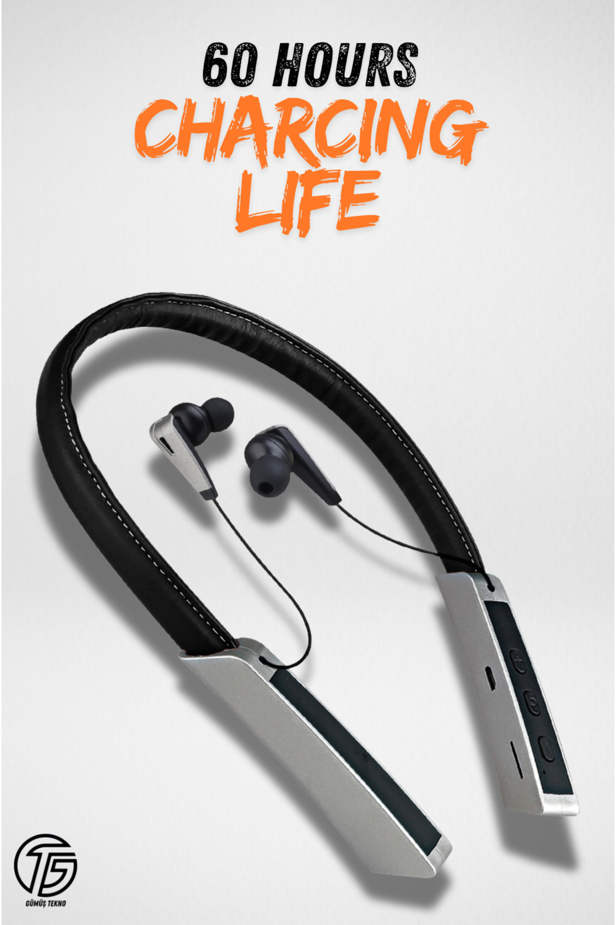 QÜMÜŞ 60 Saat Şarjlı Boyuna Takılan Kablosuz Bluetooth Kulaklık Sporcu ...