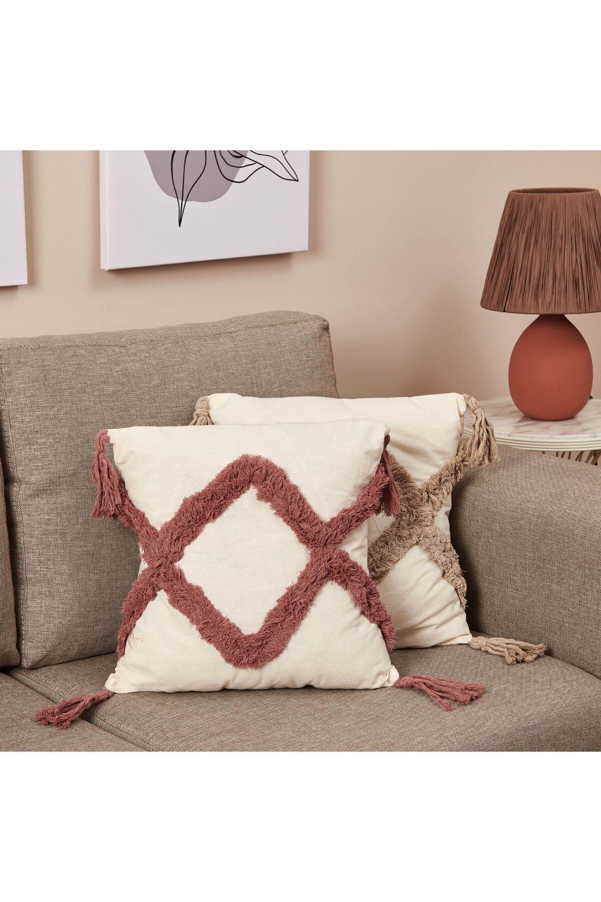 Nuvomon Motif Makrome Handmade Kırlent - Gülkurusu / Ekru - 42x42 ...