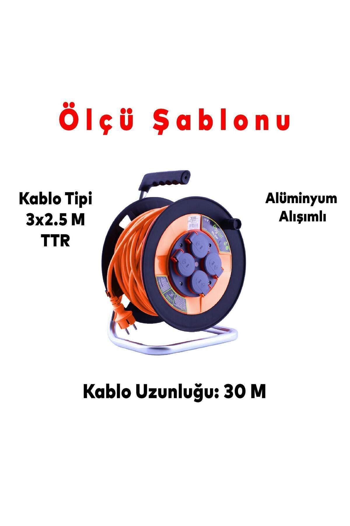 Badem10 Seyyar Ip44 Plastik Makaralı Kapaklı 4 Prizli Cca Uzatma Kablosu 3x2.5 Mm 30 Metre ...