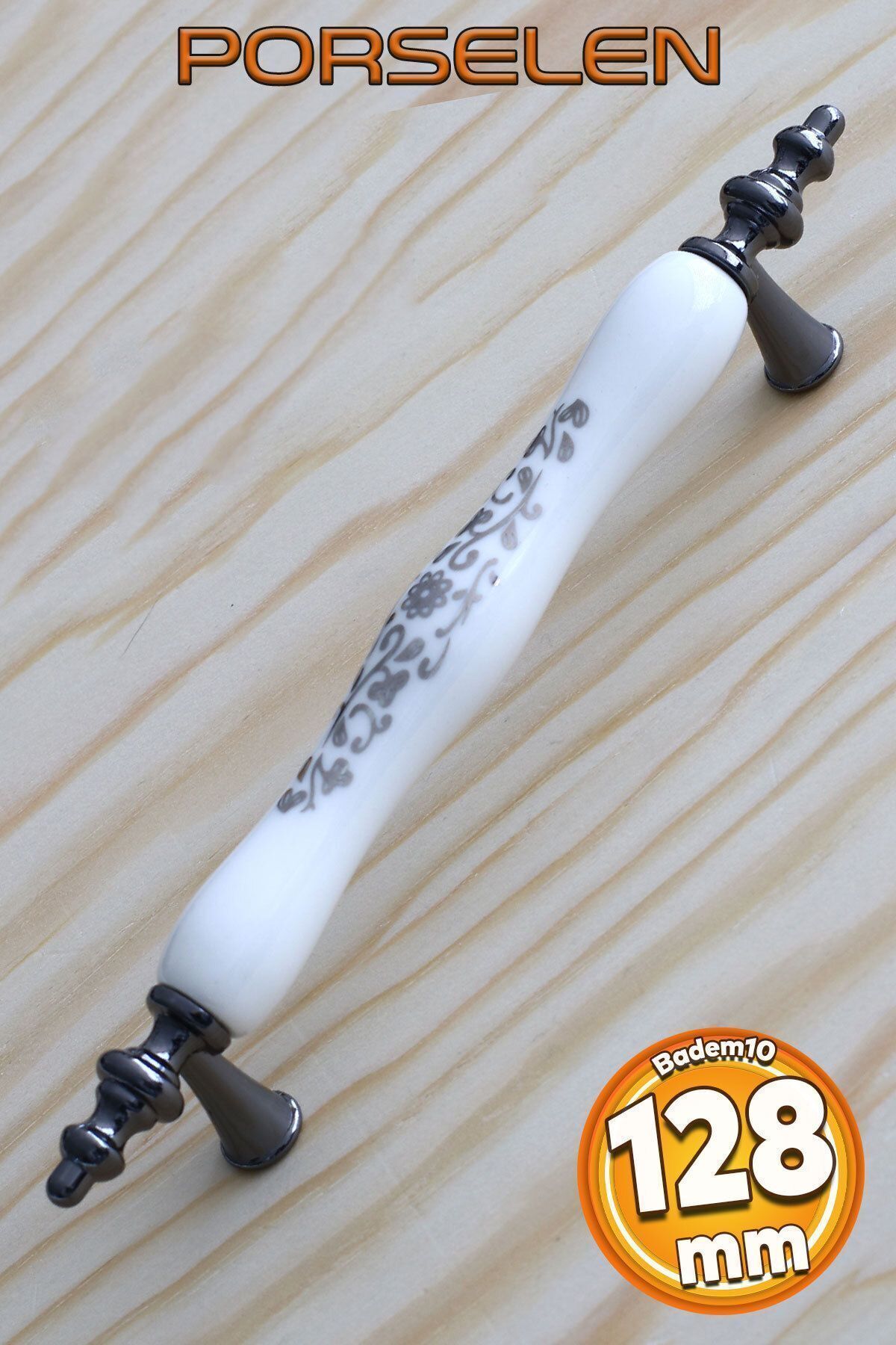Badem10 Gerçek Porselen Beyaz Füme 128 Mm Kulp Mobilya Çekmece Mutfak ...