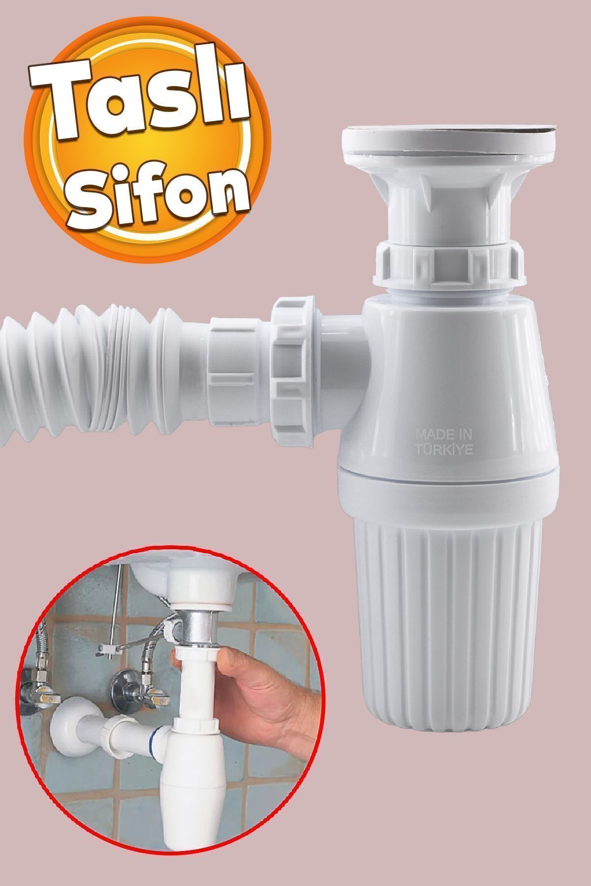 Badem10 Lavabo Sifonu Körüklü Sökülebilir Tas'lı Mutfak Banyo Evye Pis ...