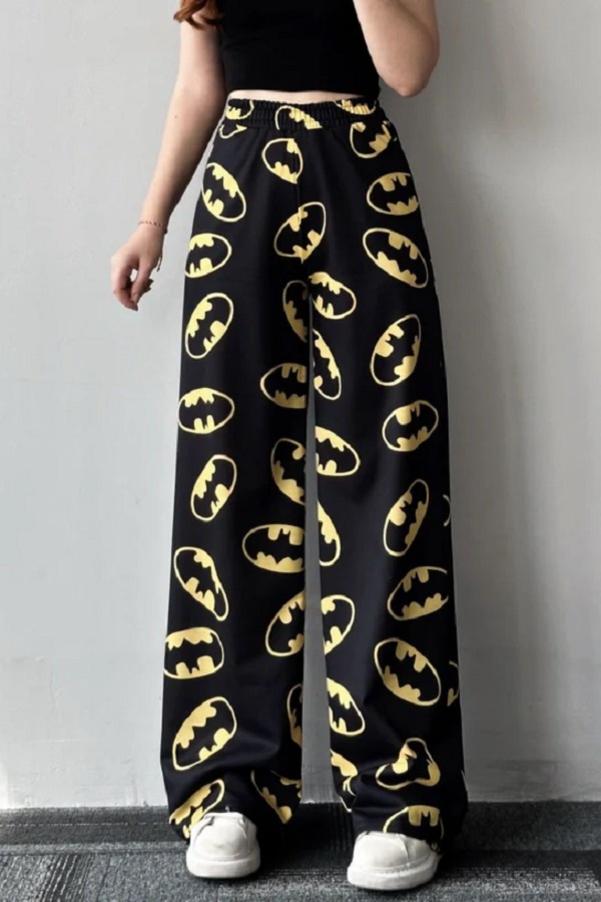 Papiloin Siyah Batman Symbol Detaylı Detail Y2K Bol Paça Oversize ...