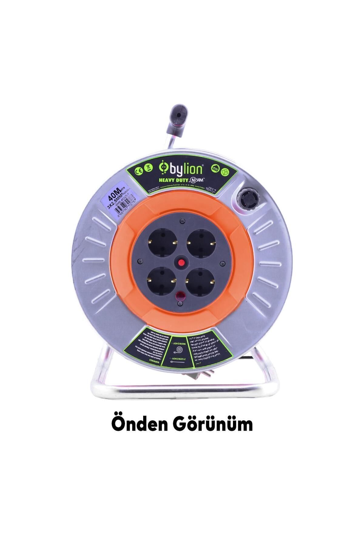 Badem10 Seyyar Ip20 Metal Makaralı 4 Prizli Uzatma Kablosu 3x2.5 Mm Cca Kablo 40 Metre Termal ...
