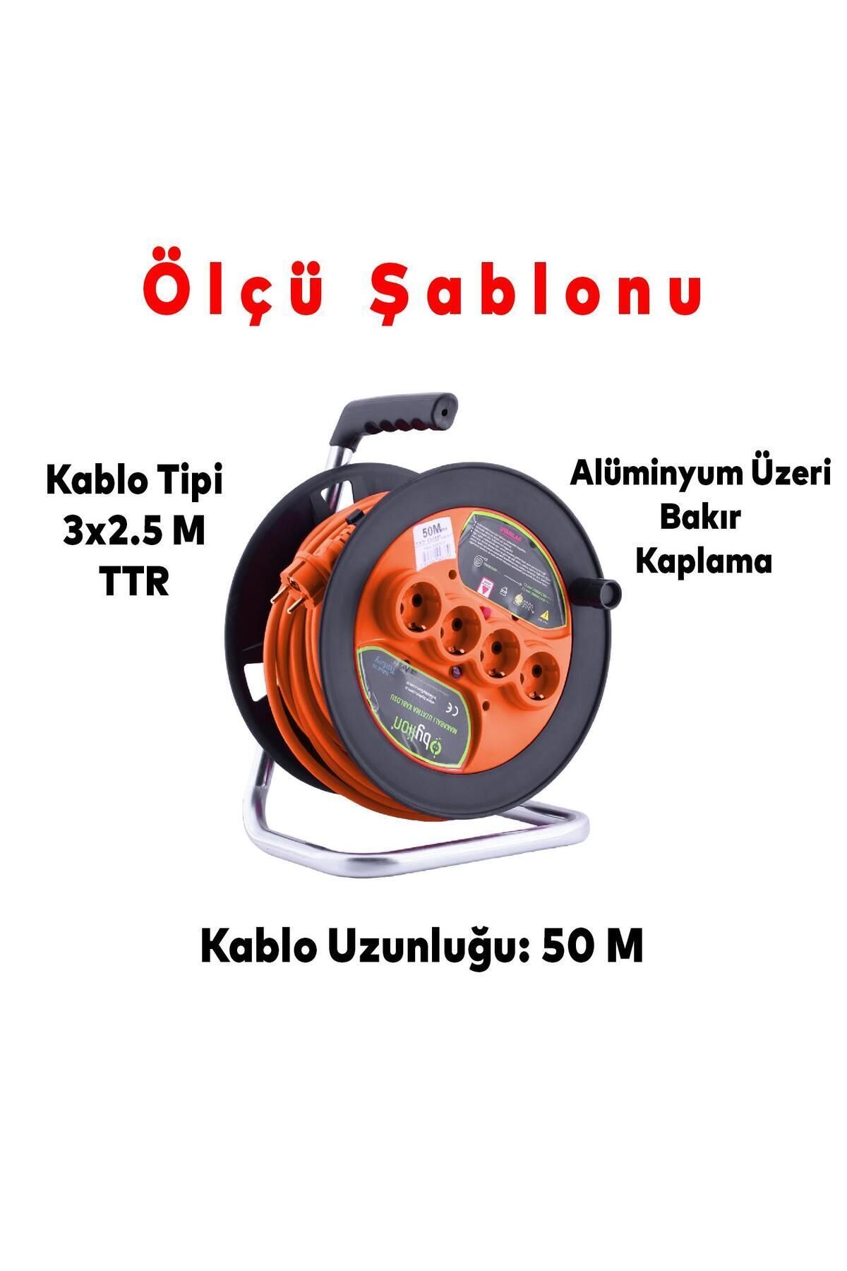 Badem10 Seyyar Ip20 Plastik Makaralı 4 Prizli Uzatma Kablosu 3x2.5 Mm Cca Kablo 50 Metre Termal ...