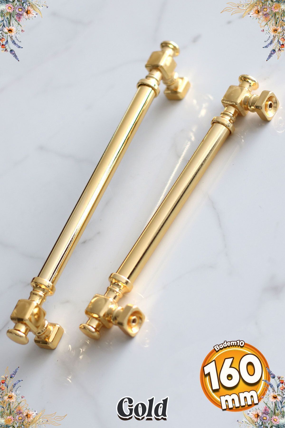 Badem10 Talas Gold Altın Düz Metal Kulp 160 mm 16 cm Mobilya Çekmece ...