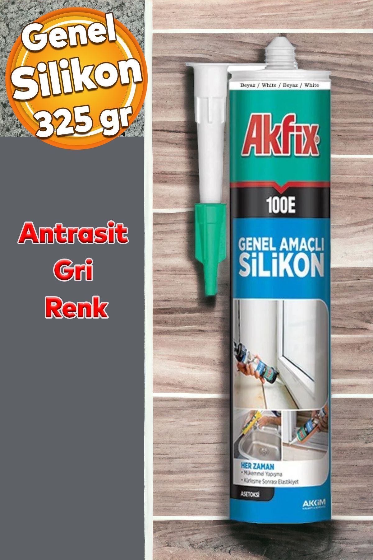 Akfix Genel Amaçlı Antrasit Gri Akrilik Mastik Silikon 325 GR Kapı ...