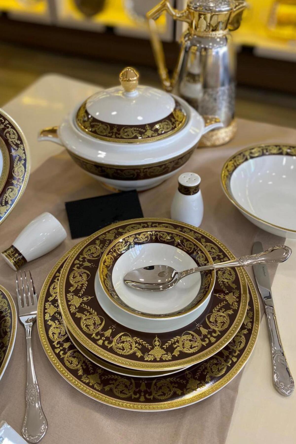 WINTERBACH YEMEK TAKIMI 61PRÇ 24K GOLD FINE PORCELAIN YEMEK TAKIMI ...