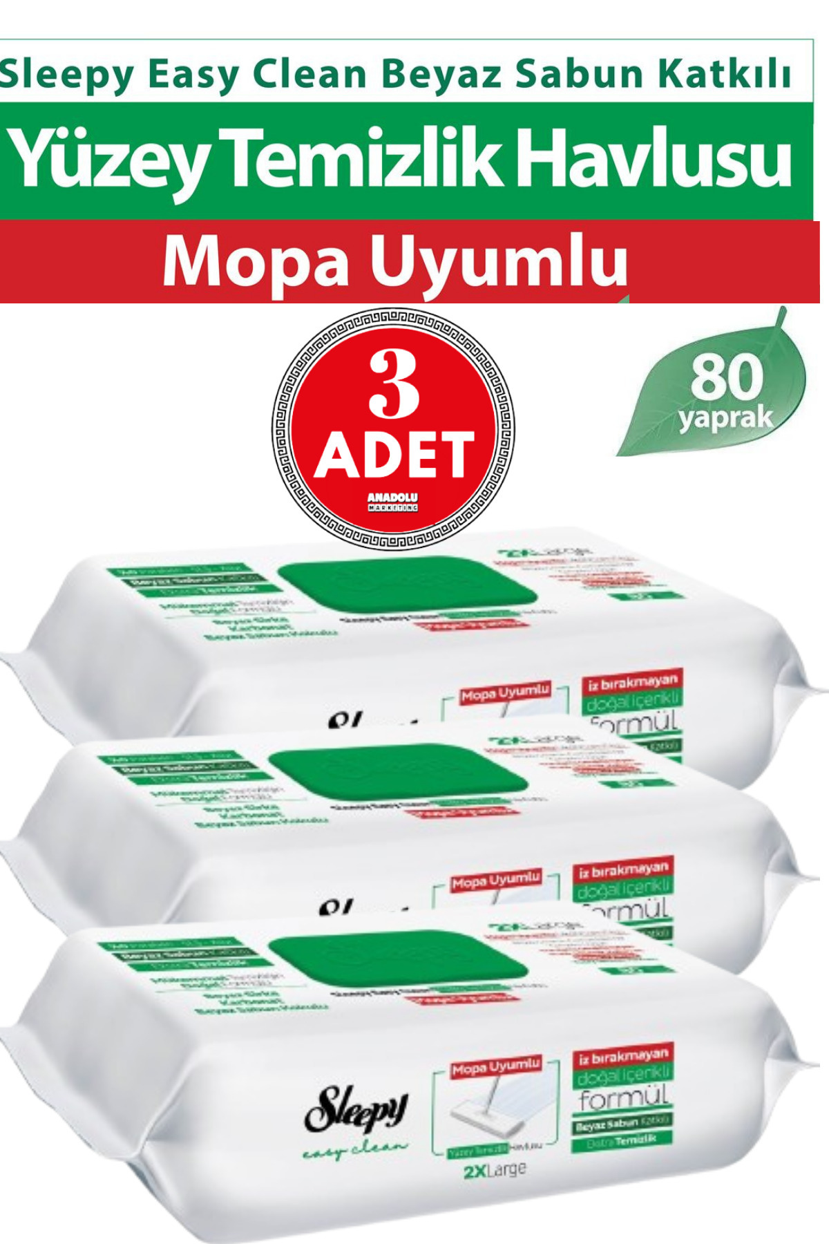 Sleepy Easy Clean Mopa Uyumlu Yüzey Temizlik Havlusu 80 Yaprak X 3 Adet Fiyatı, Yorumları - Trendyol