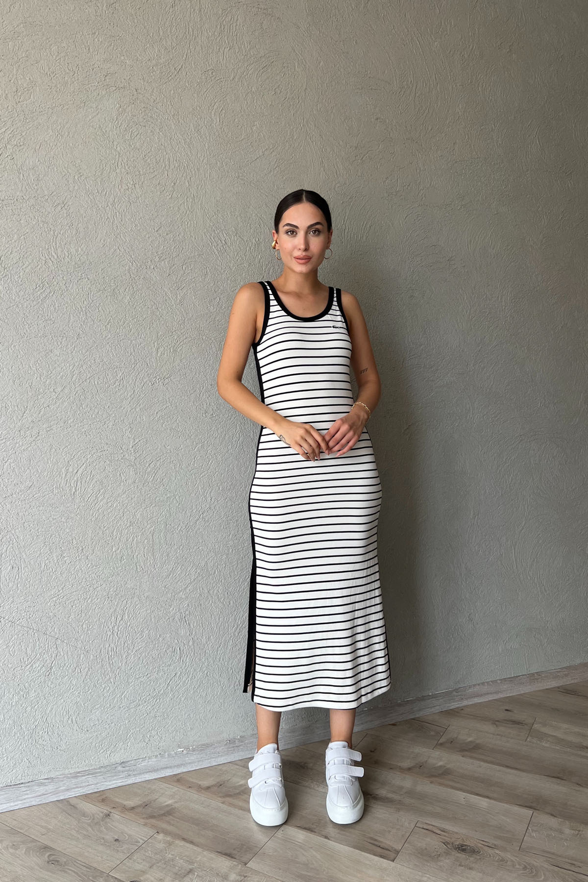 Seda Yalçın Atelier Beyaz Siyah Çizgili L Muadili Kadın Straight Fit ...