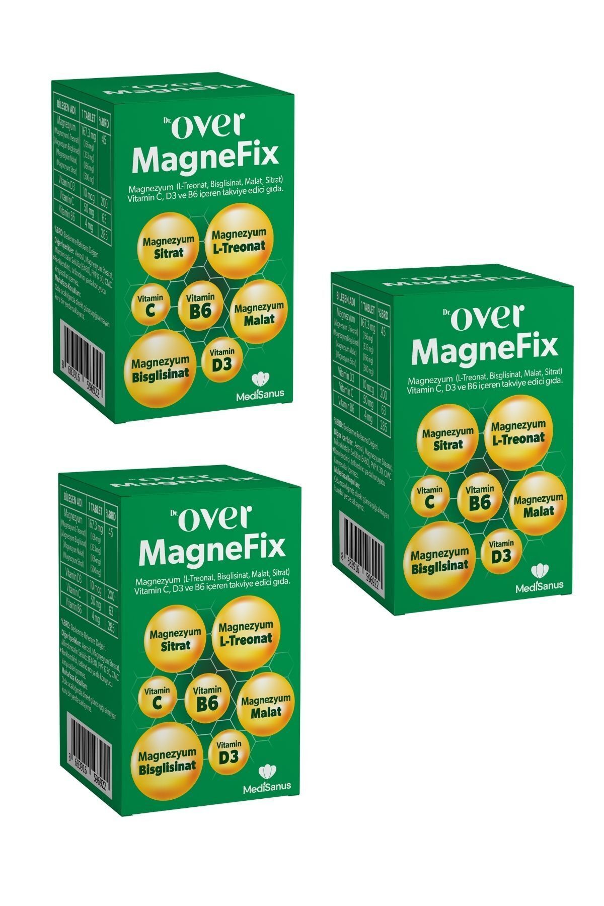 Dr over Magnefix Magnezyum L-treonat Bisglisinat Malat Sitrat Vit C D3 ...