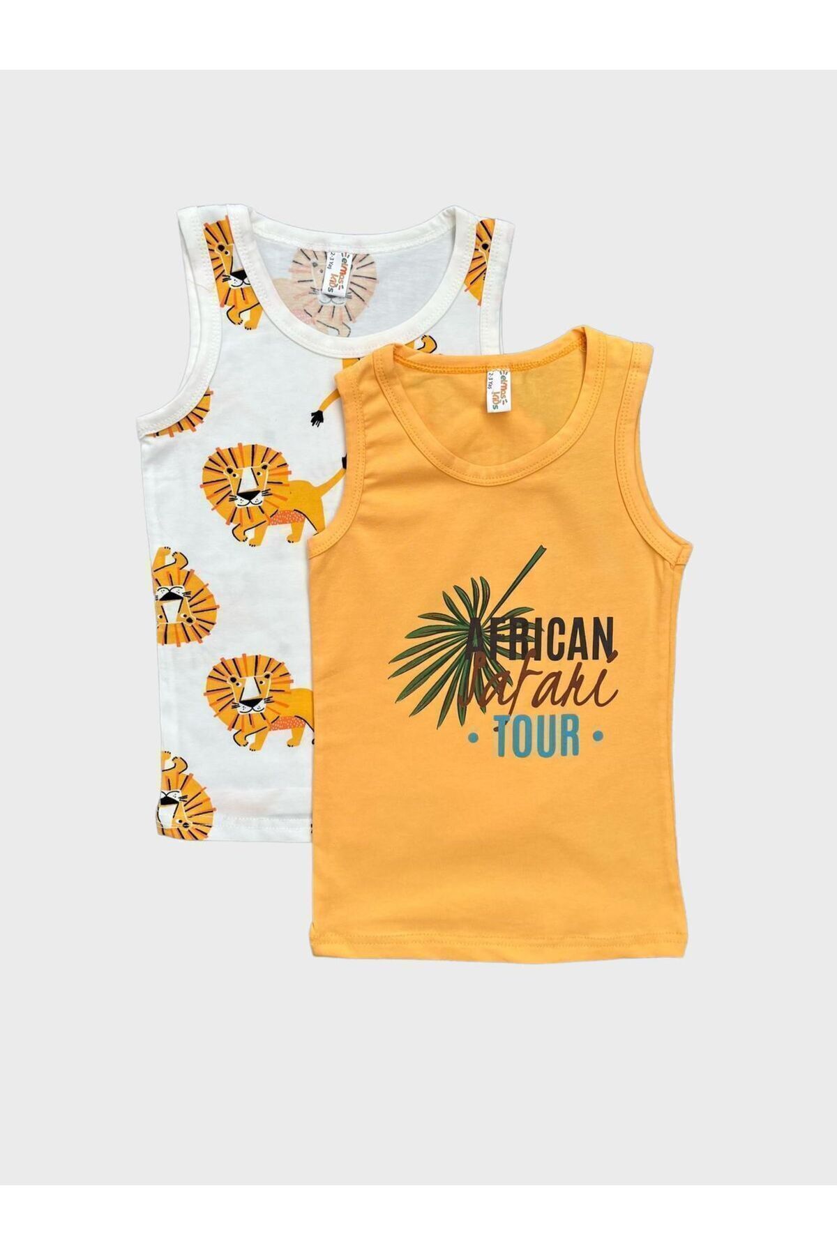 elmas kids Erkek Çocuk Pamuklu Aslan Safari Desenli 2 li Atlet - Fiyatı ...