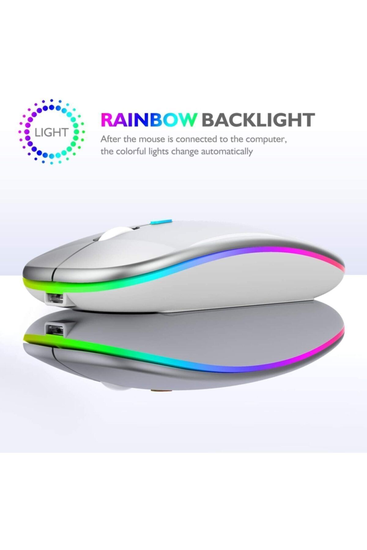 Everest Smw-306r Gümüş 800/1200/1600dpi Şarjlı Mouse Kablosuz Mouse Rgb ...