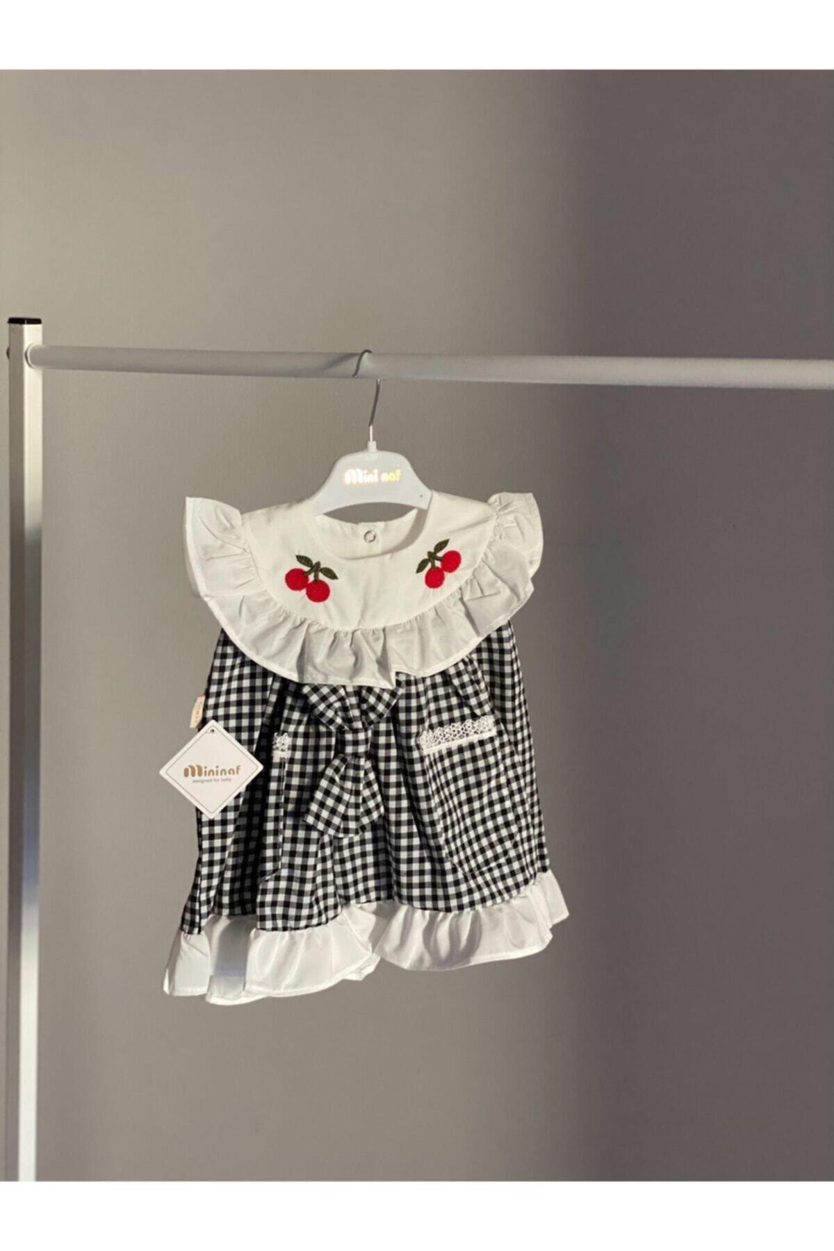 Mininaf Kız Bebek Siyah Mini Naf Pötikareli Elbise Ve Bandana Fiyatı ...