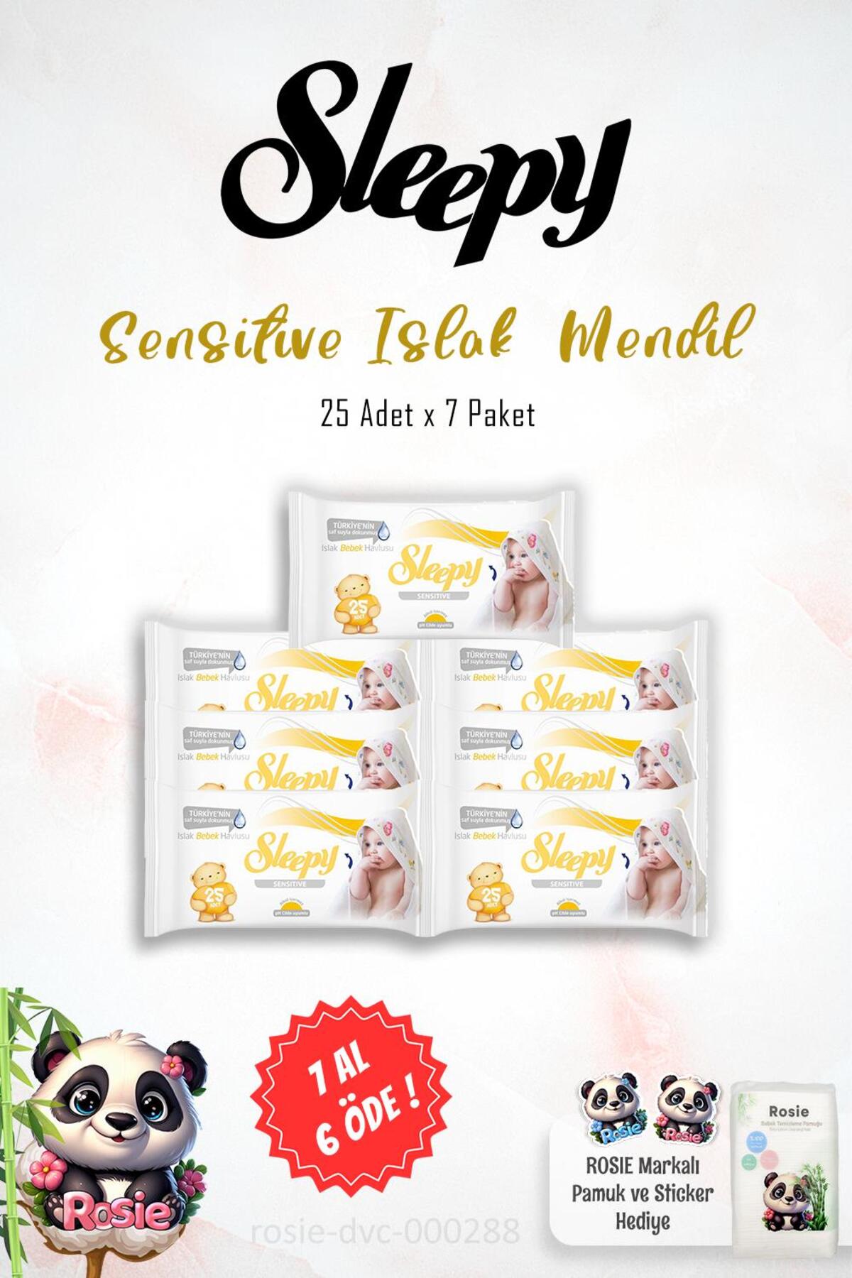 Sleepy 7 AL 6 ÖDE Sleepy Sensitive Islak Mendil 25'li ve 60'lı ROSIE ...