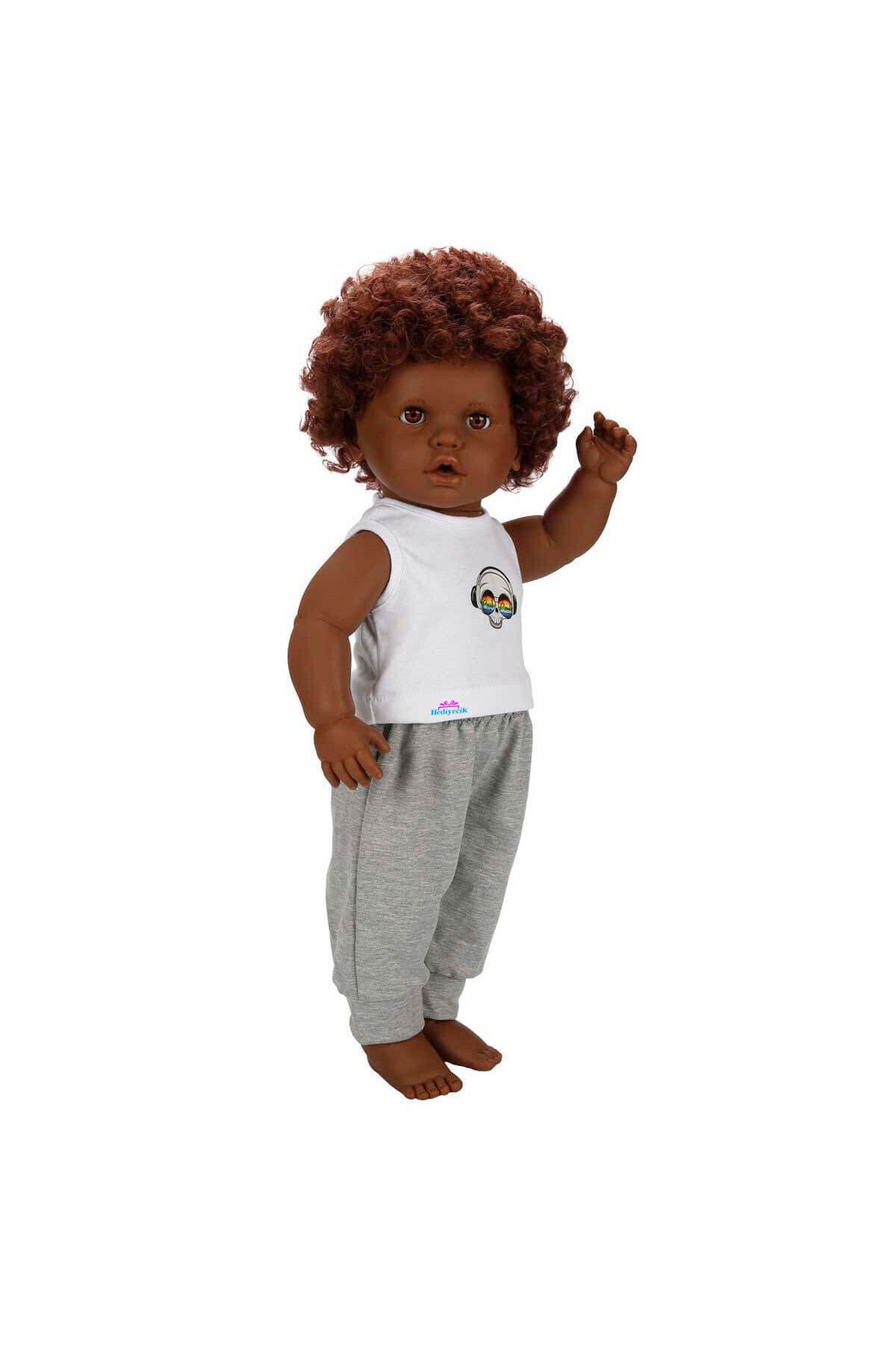 hediyecik Kıvırcık Saçlı Eşofmanlı Zenci Et Bebek Büyük Boy 60 Cm ...