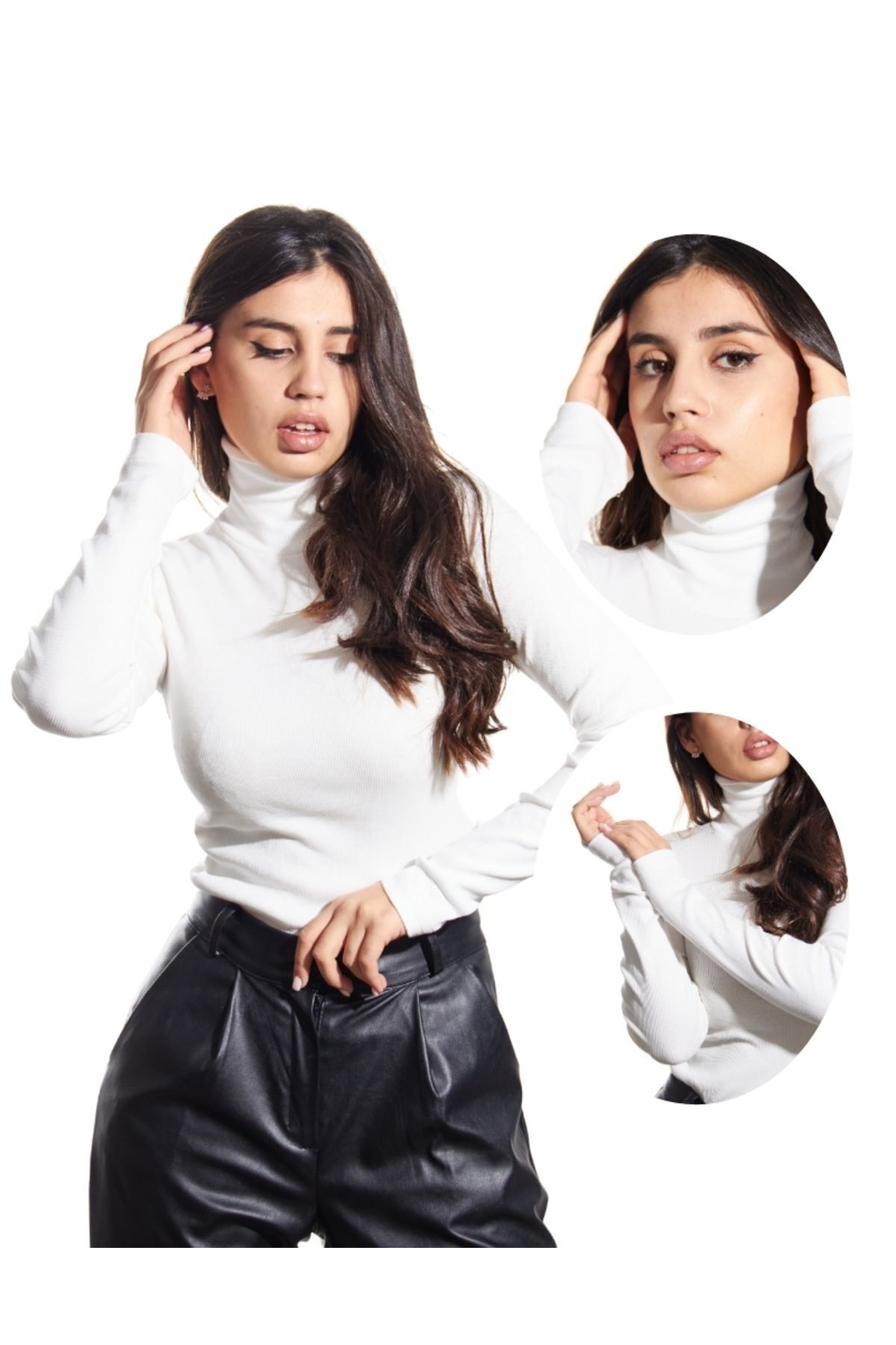 ALYA UNDERWEAR Kaşkorse Tam Boğazlı Body Sweatshirt, Fitilli Kumaş, Likralı, Beyaz Fiyatı ...