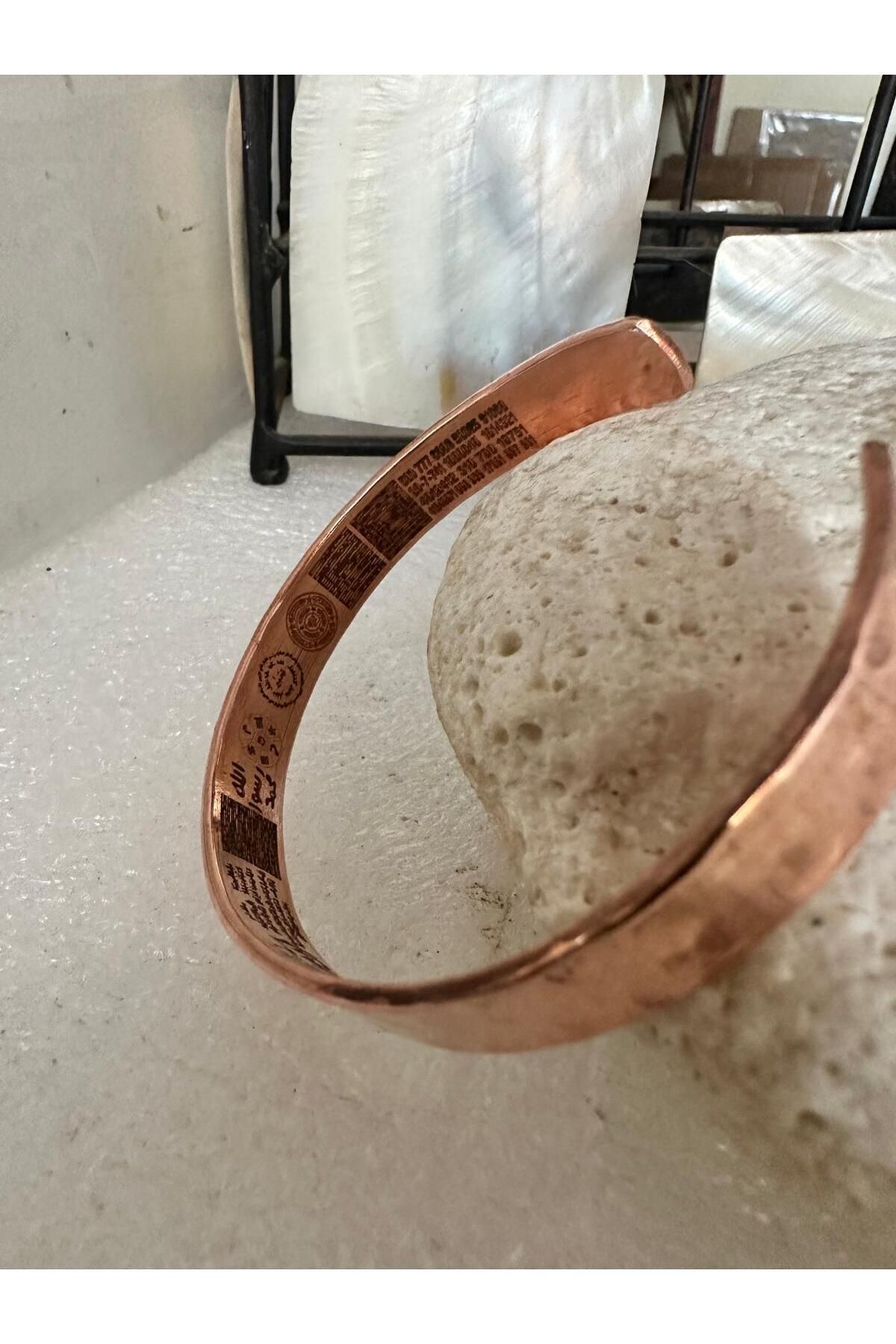 KAVELE Ham Saf Bakır Full Koruma Zırhlı El Dövmeli Bileklik 17 Cm 35 ...