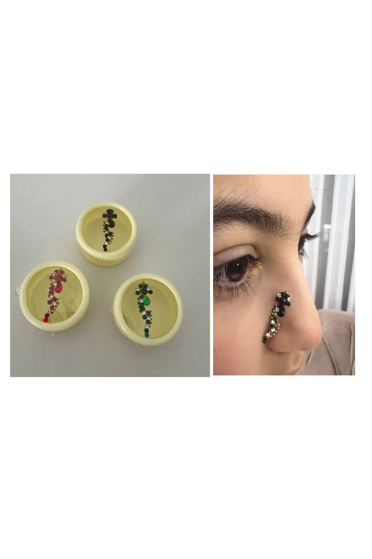 Airbrush Tattoo Yapışkanlı Yüz taşı Face Gems 3 Adet Birden Burun ...