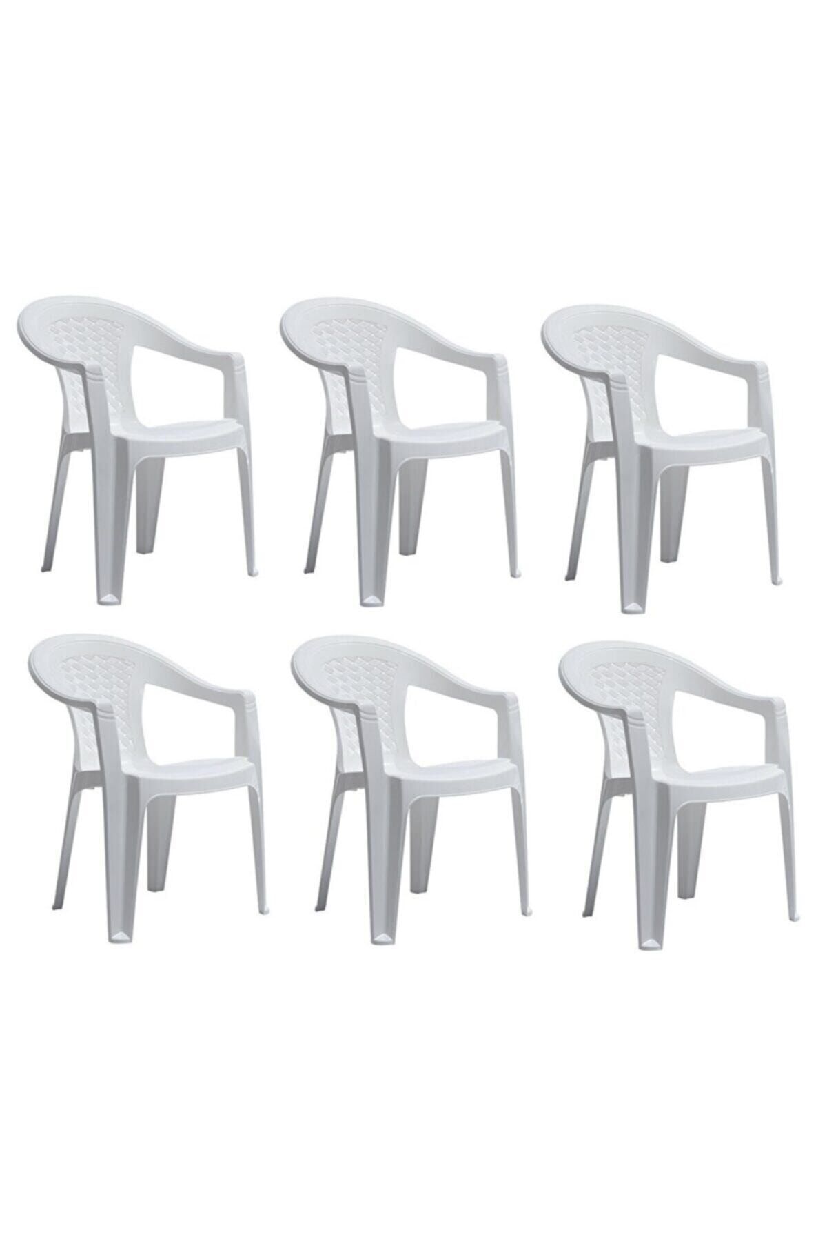 Gardelia 6 Adet Beyaz Retro Plastik Sandalye Kollu Bahçe Balkon Mutfak ...