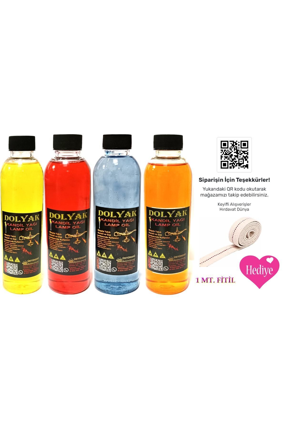 DOLYAK 4renk Kandil Yağı Kokusuz Iç Mekan Gaz Lambası Yakıtı 250 Ml X 4 ...