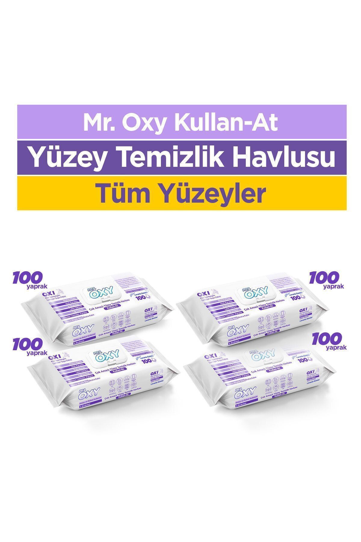 MR.OXY Mr. Oxy Kullan-At Lavanta Kokulu Yüzey Temizlik Havlusu 4x100 ...
