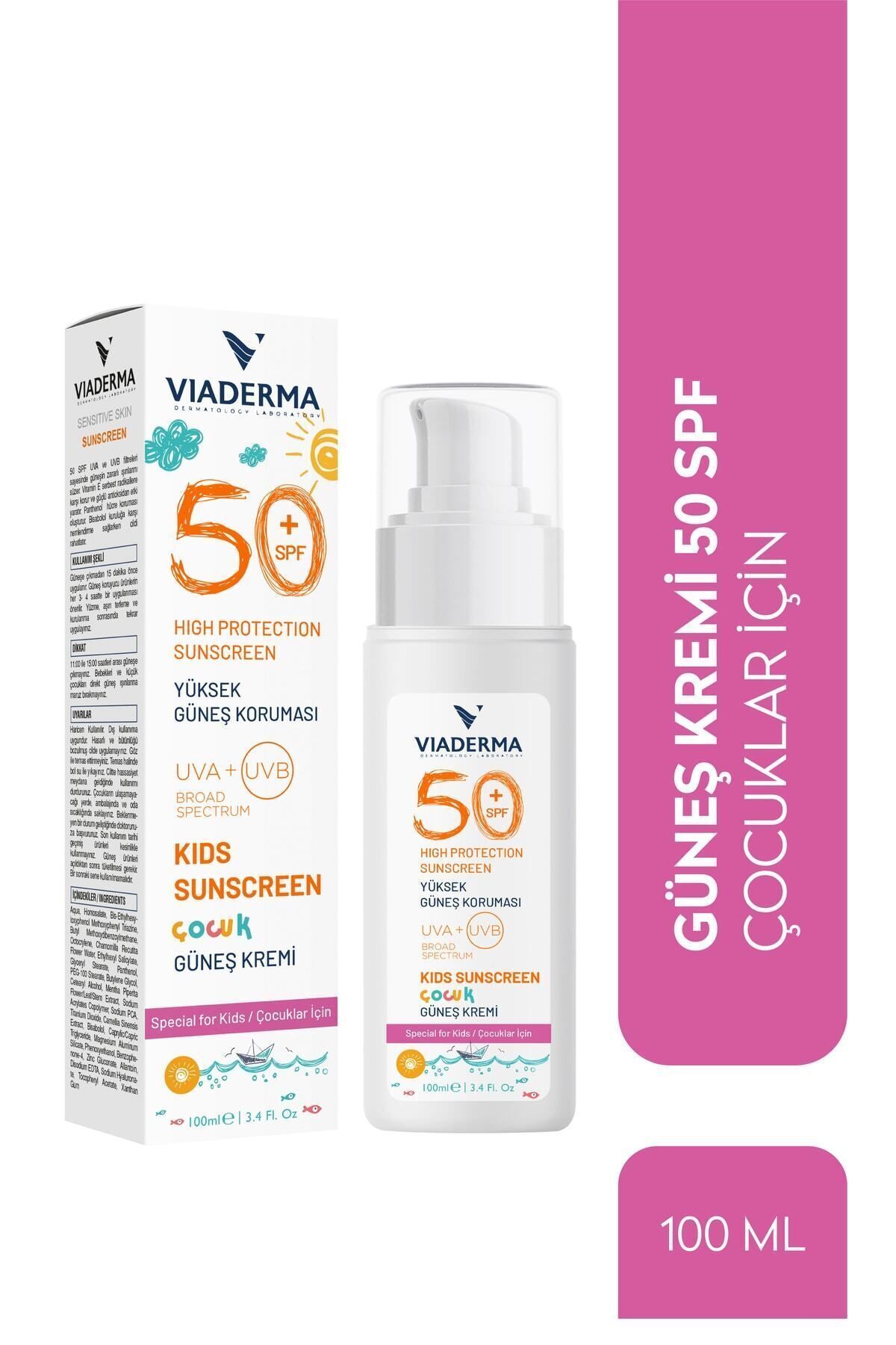 Viaderma SPF 50+ Çocuk Güneş Kremi - Mineral Filtreli, Vitamin E ...