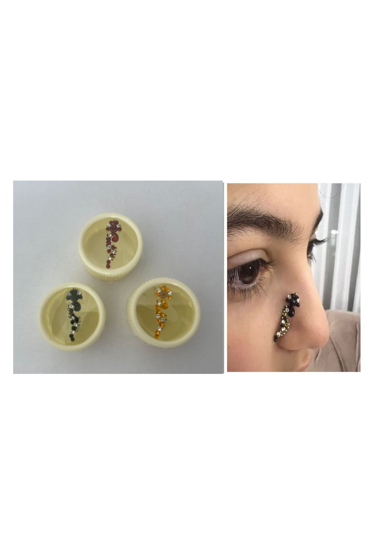 Airbrush Tattoo Yapışkanlı Yüz taşı Face Gems 3 Adet Birden Burun ...