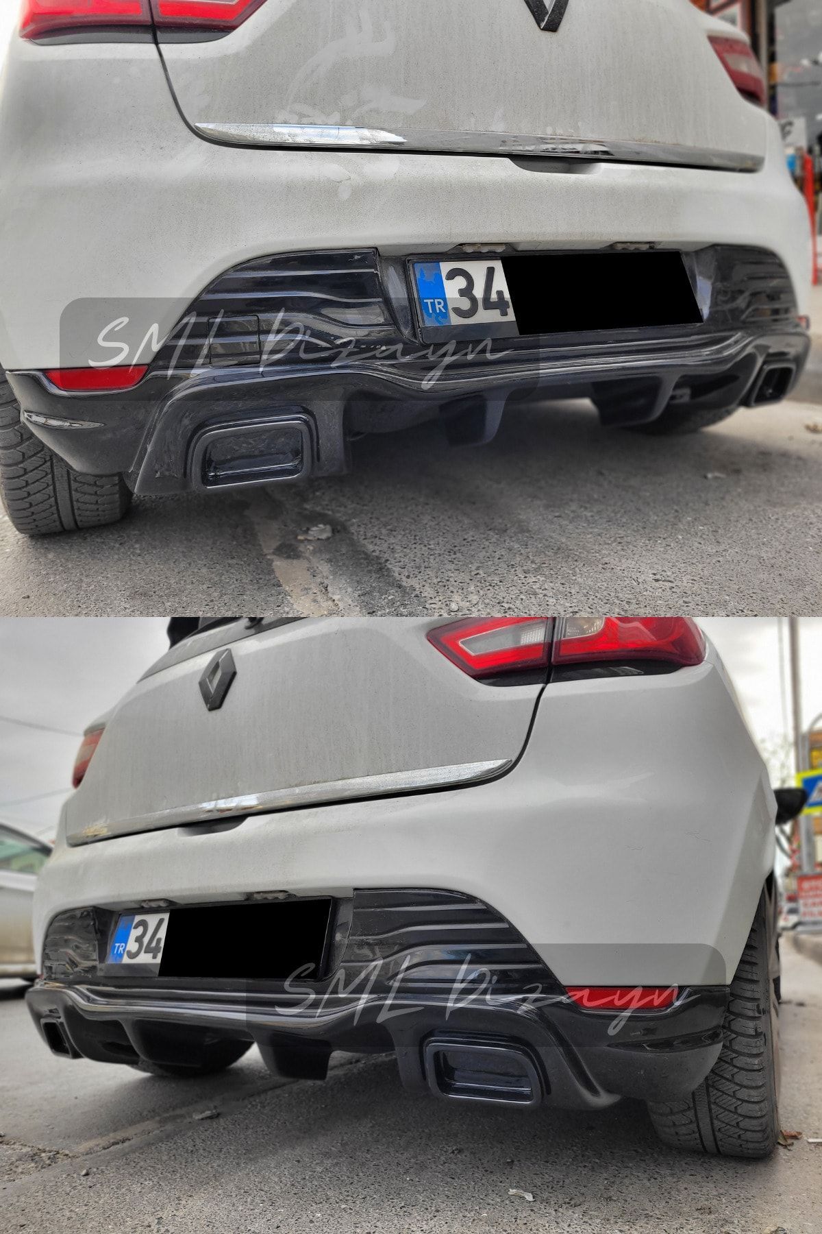 SML Dizayn Renault Clio 4 Rs Arka Ek-difüzör Egzoz Görünümlü (PLASTİK ...