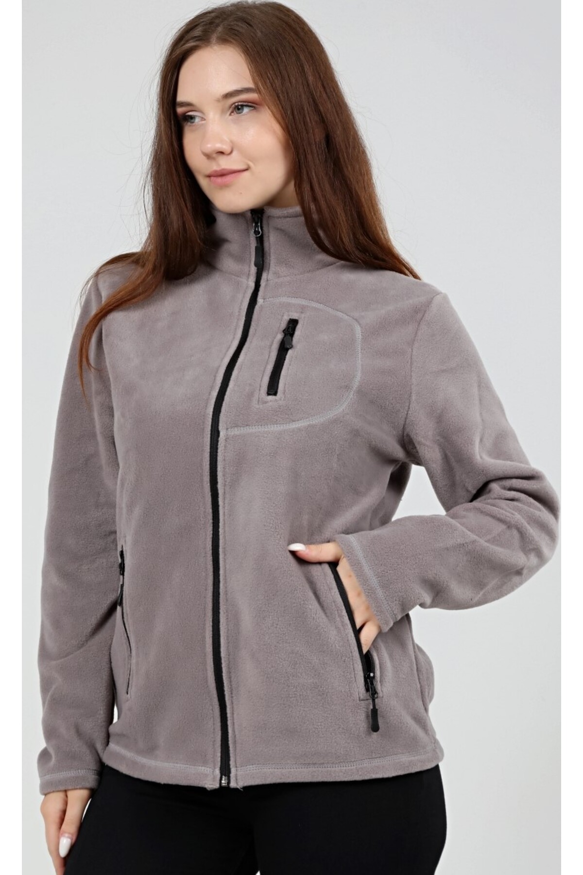 GENIUS STORE Store Kadın Polar Tam Fermuarlı Outdoor 3 Cepli Spor Polar ...