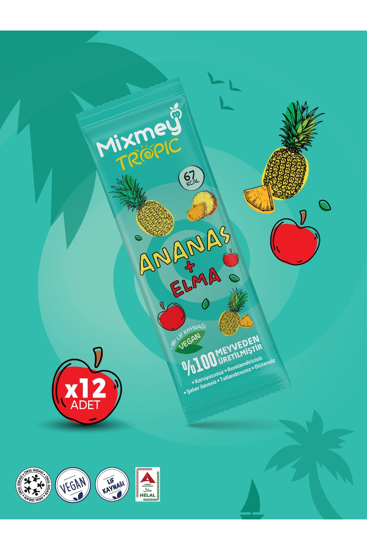 Mixmey Ananas Meyve Bar | Doğal Ve Egzotik Ananas Tatları - 20gr X 12 ...