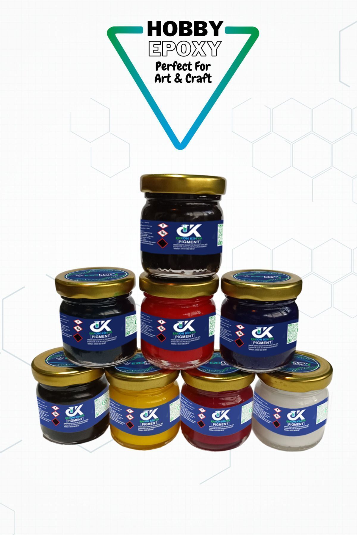 ERKON KİMYA PİGMENT 8'li Epoksi Sıvı Pigment Boya Seti 8*40gr Beyaz ...